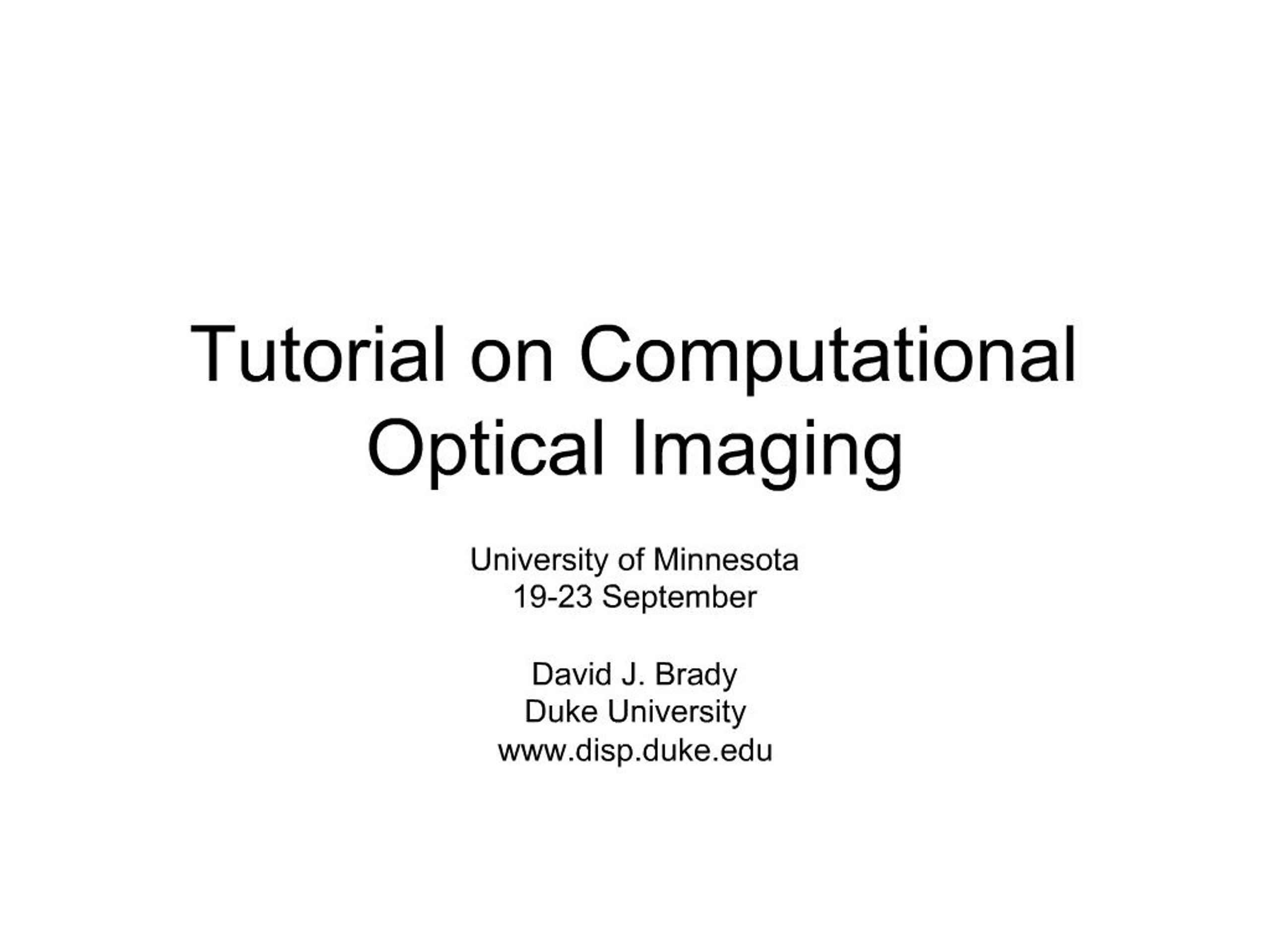 PPT - Tutorial on Computational Optical Imaging PowerPoint Presentation ...