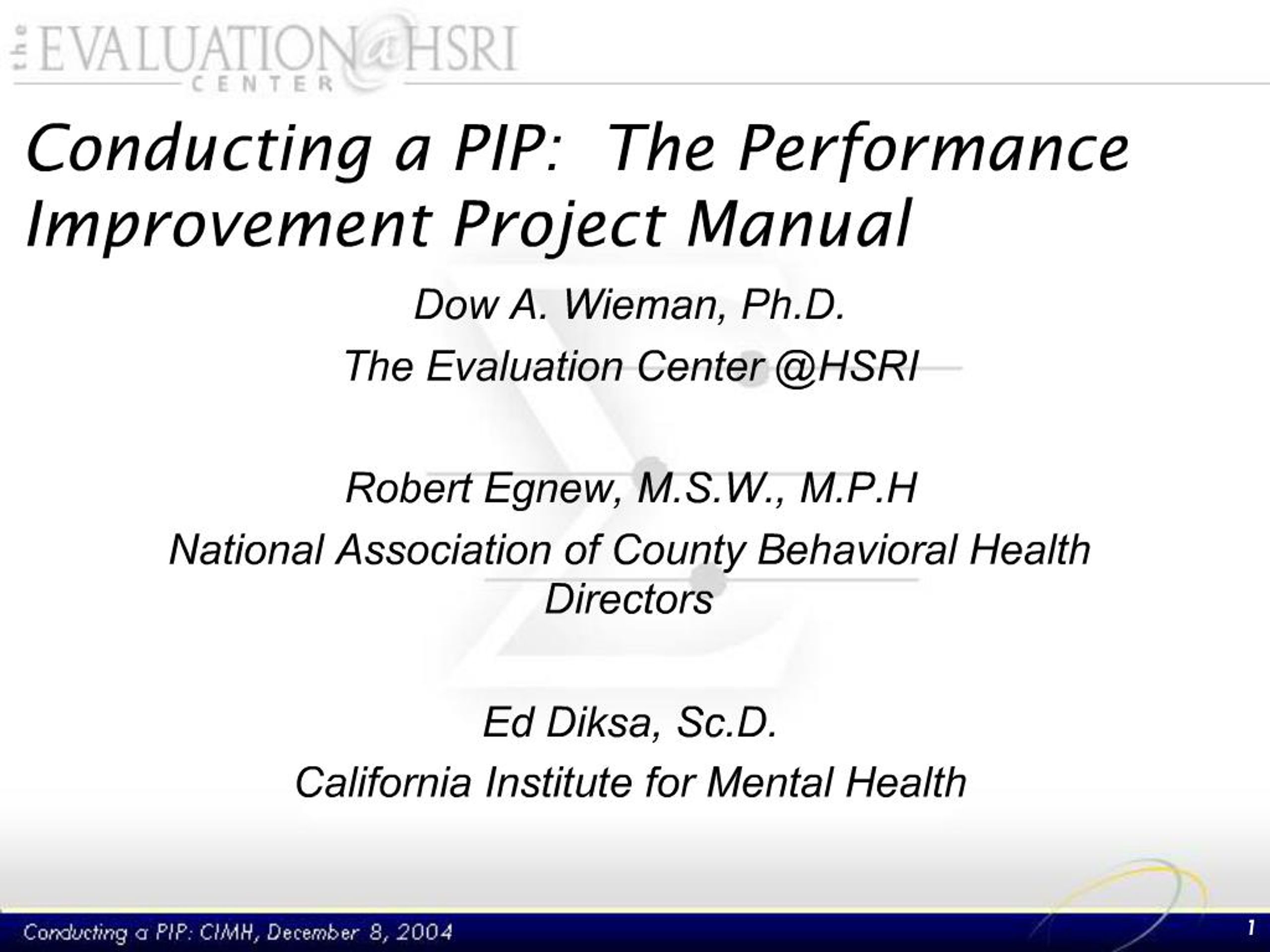 PPT - Conducting a PIP: The Performance Improvement Project Manual ...