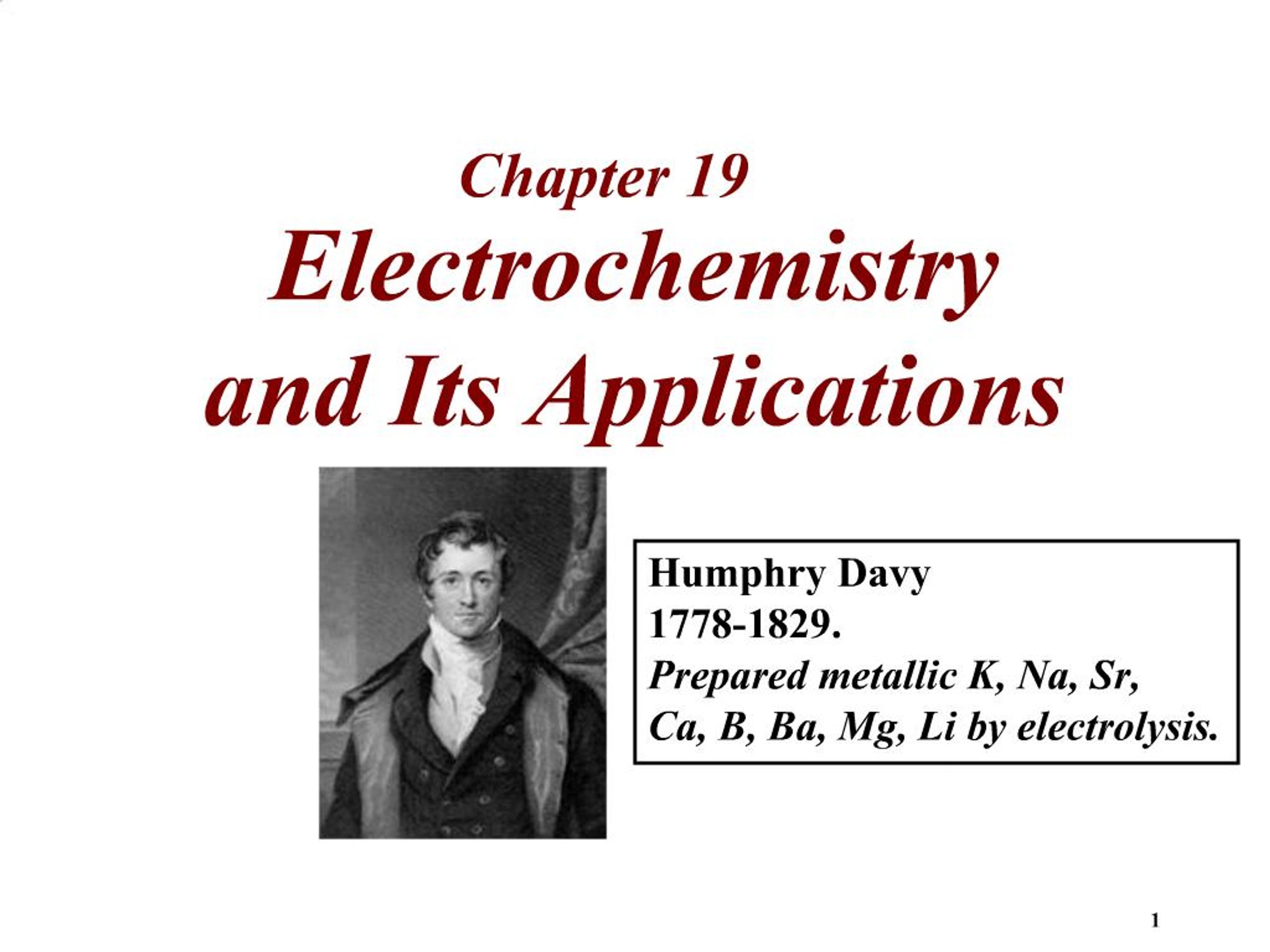 PPT - Electrochemistry and Its Applications PowerPoint Presentation ...