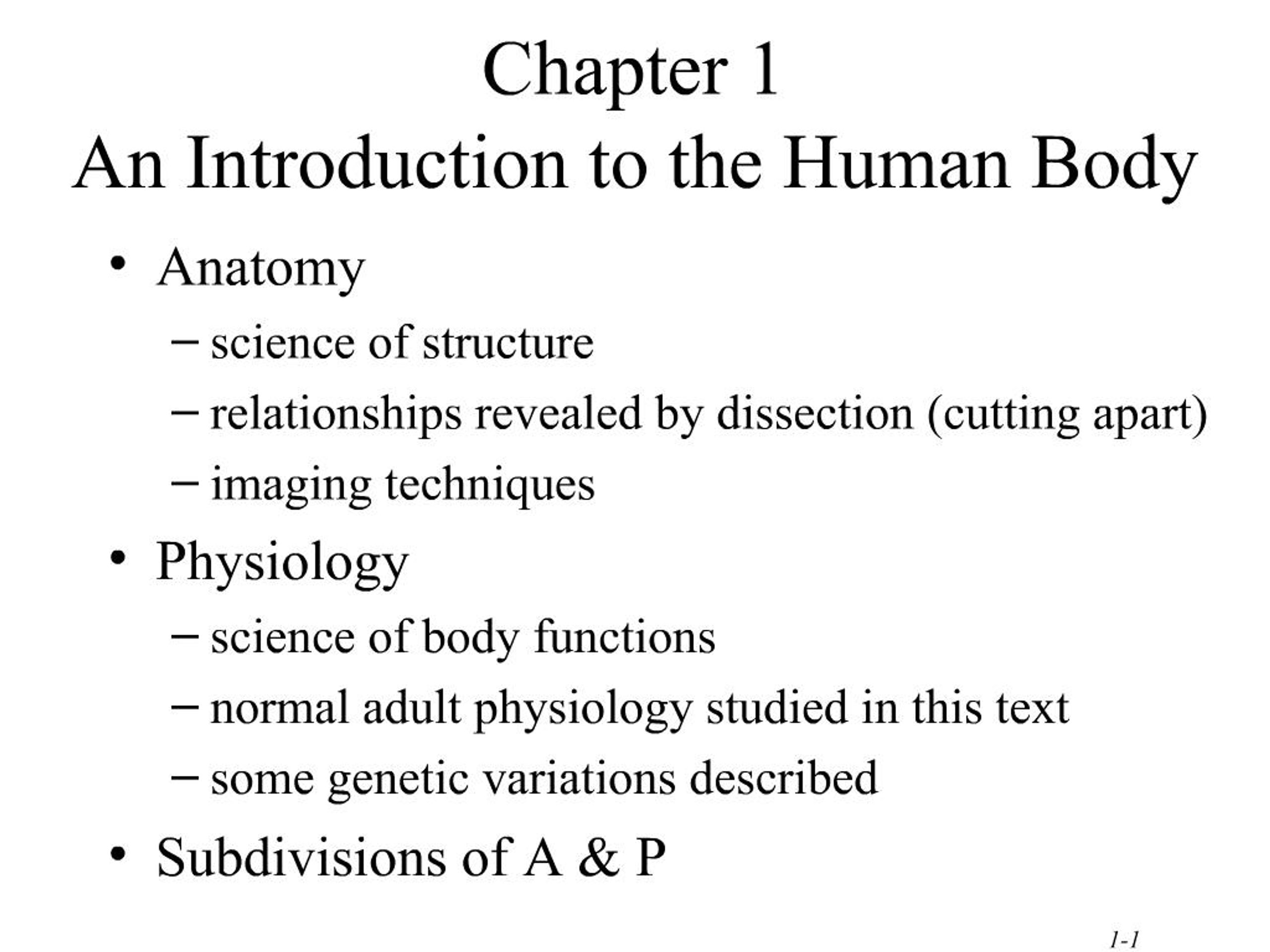 PPT - Chapter 1 An Introduction to the Human Body PowerPoint ...