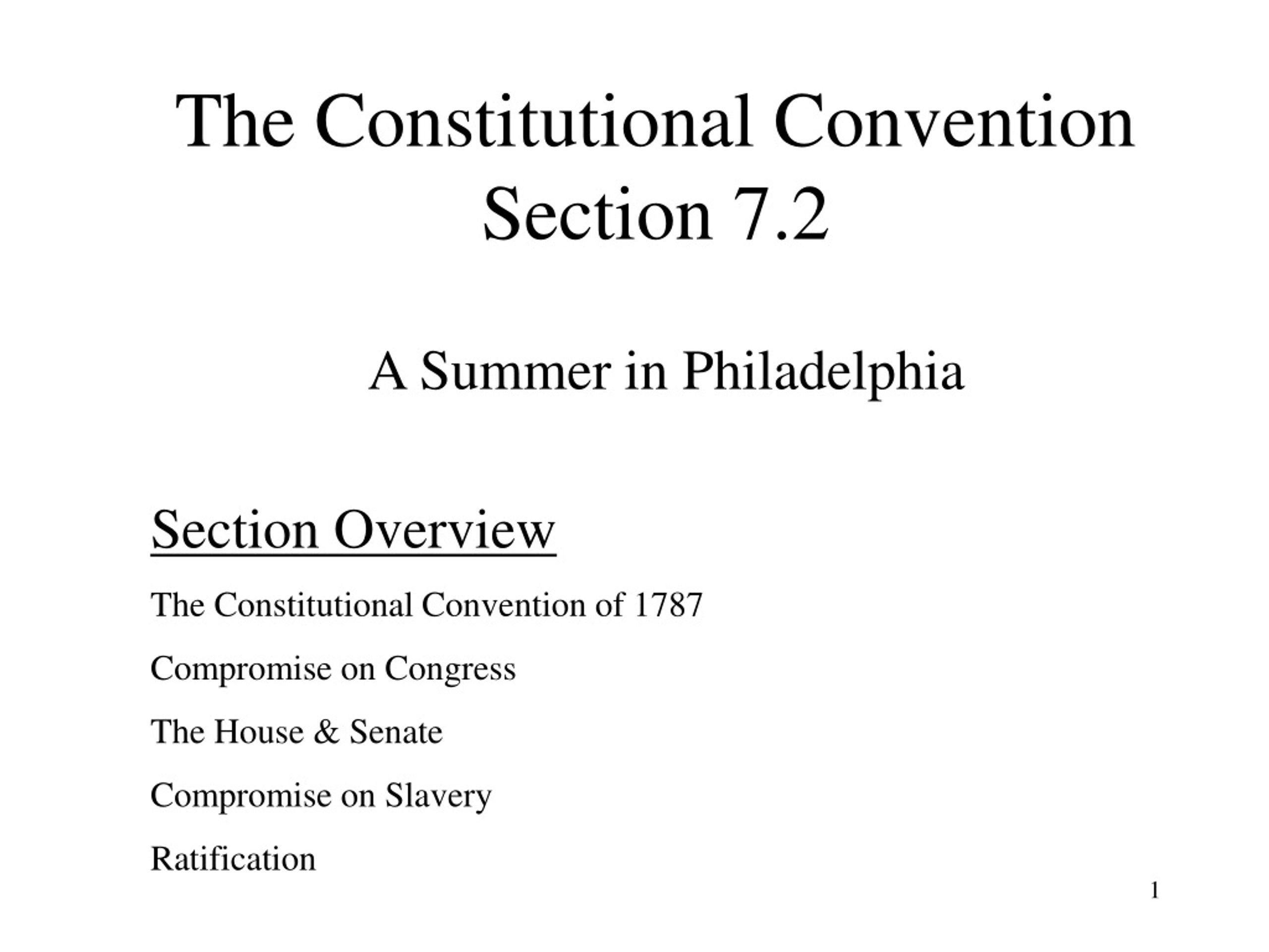 Ppt The Constitutional Convention Section 72 Powerpoint Presentation 1630