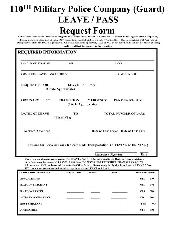 PPT - 110TH Military Police Company Guard LEAVE PowerPoint Presentation ...