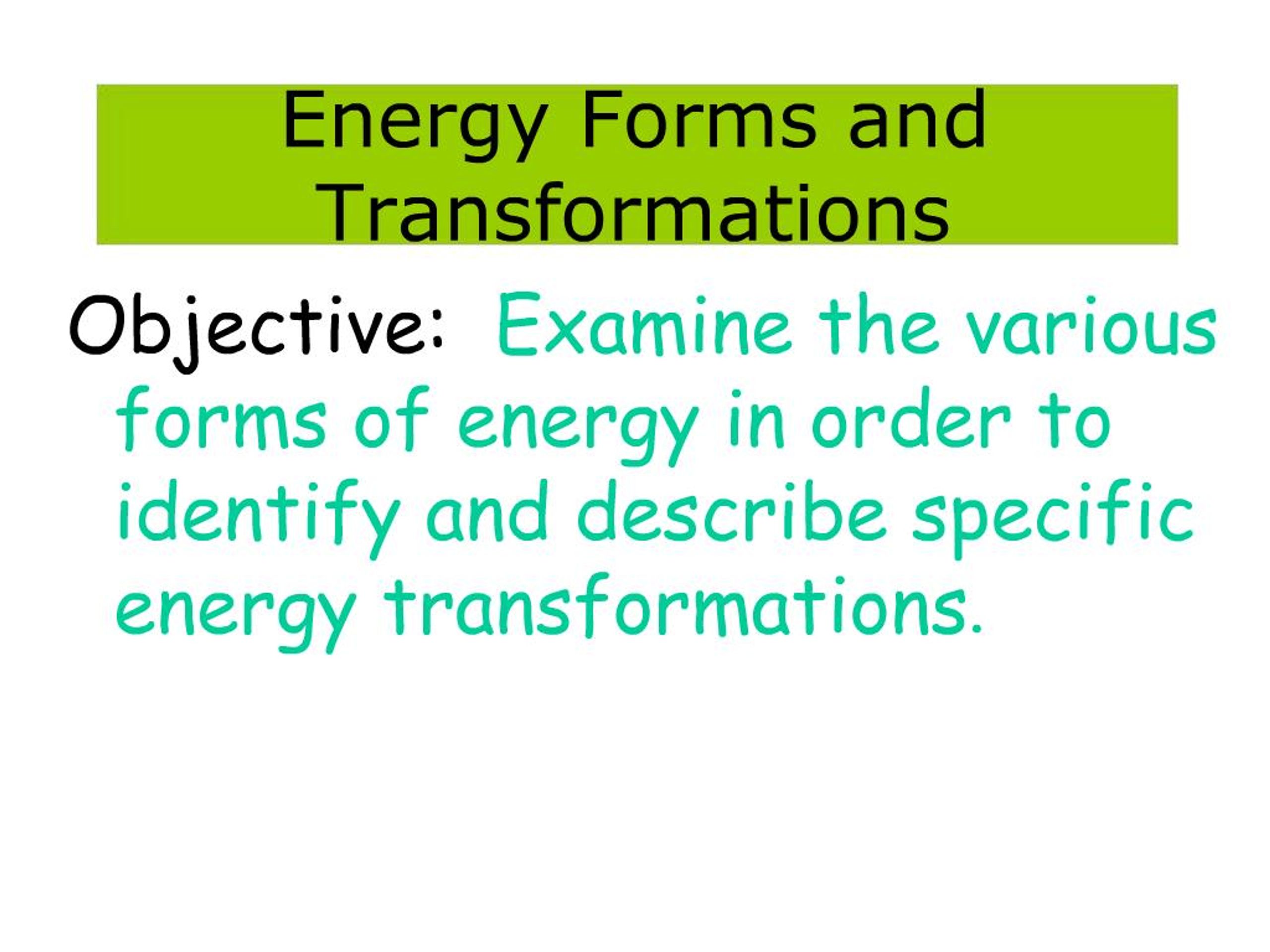 PPT - Energy Forms and Transformations PowerPoint Presentation, free ...