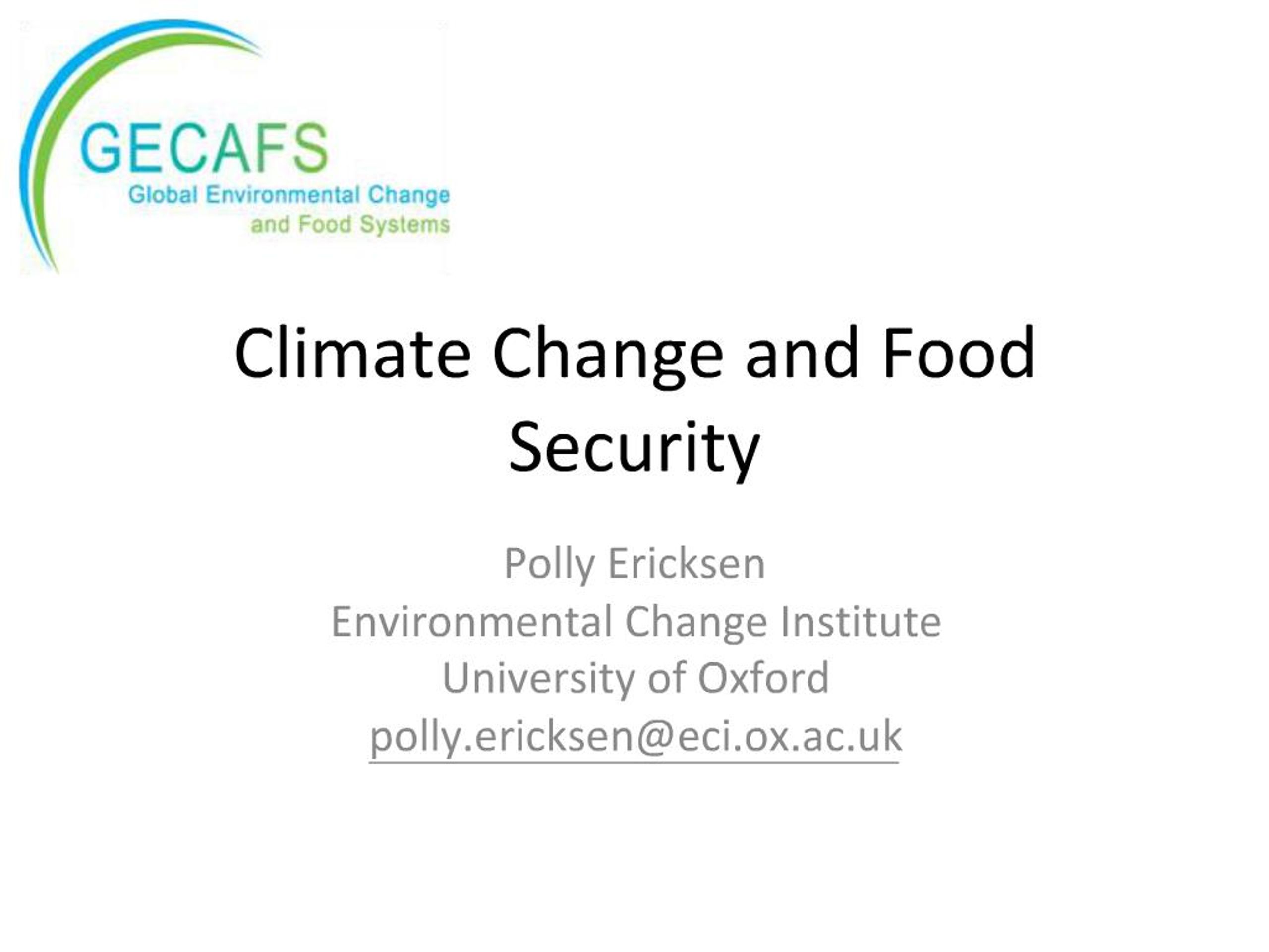 PPT - Climate Change and Food Security PowerPoint Presentation, free ...