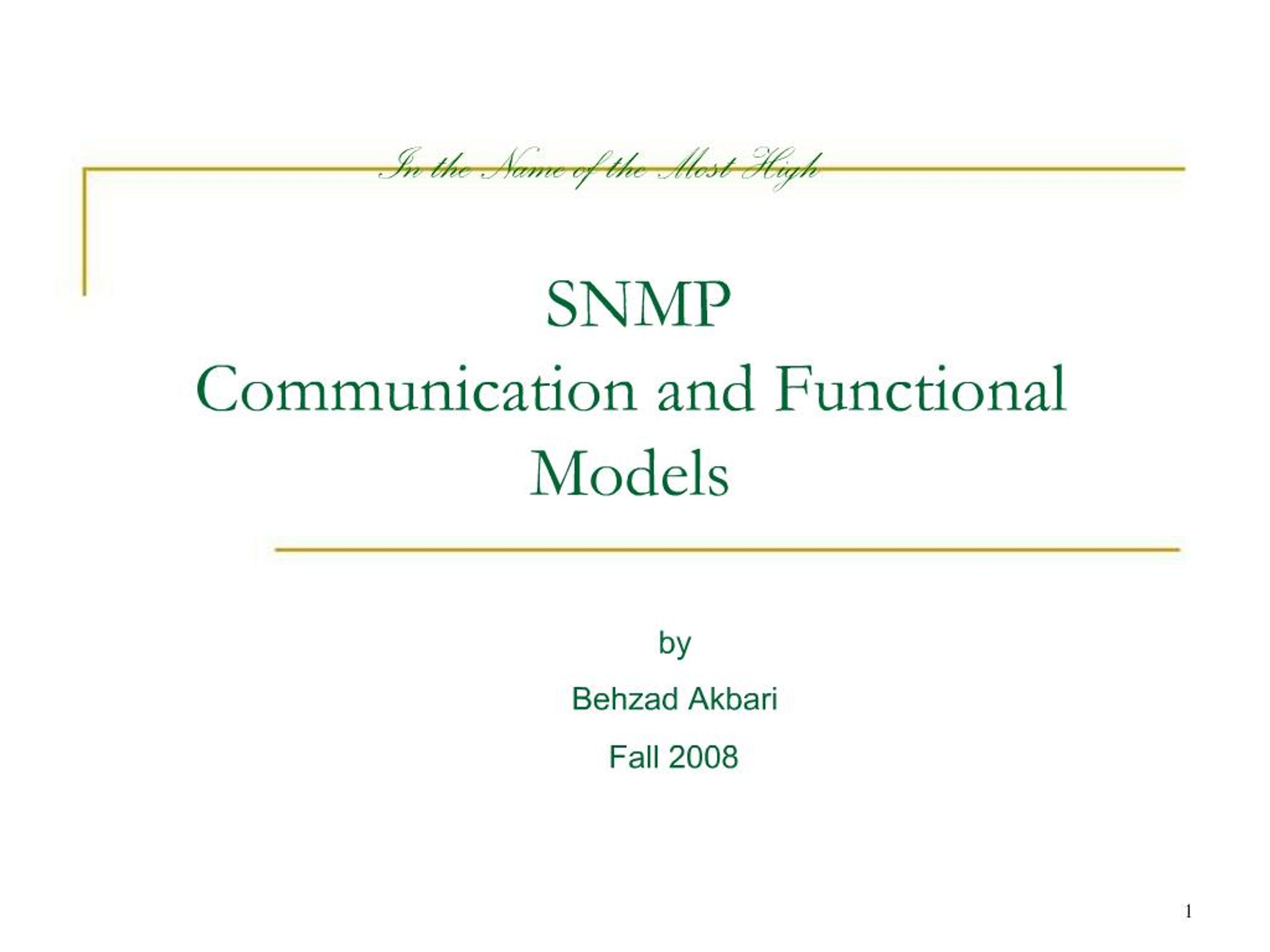 PPT - SNMP Communication and Functional Models PowerPoint Presentation ...