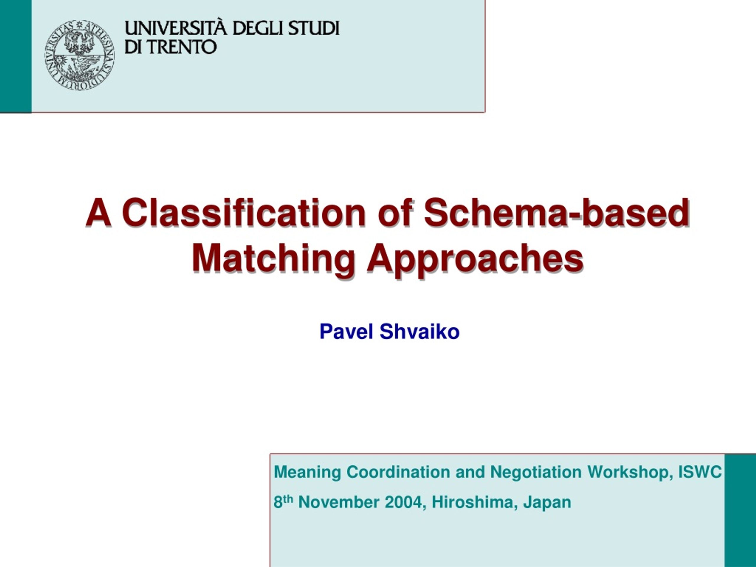 PPT - A Classification of Schema-based Matching Approaches PowerPoint ...
