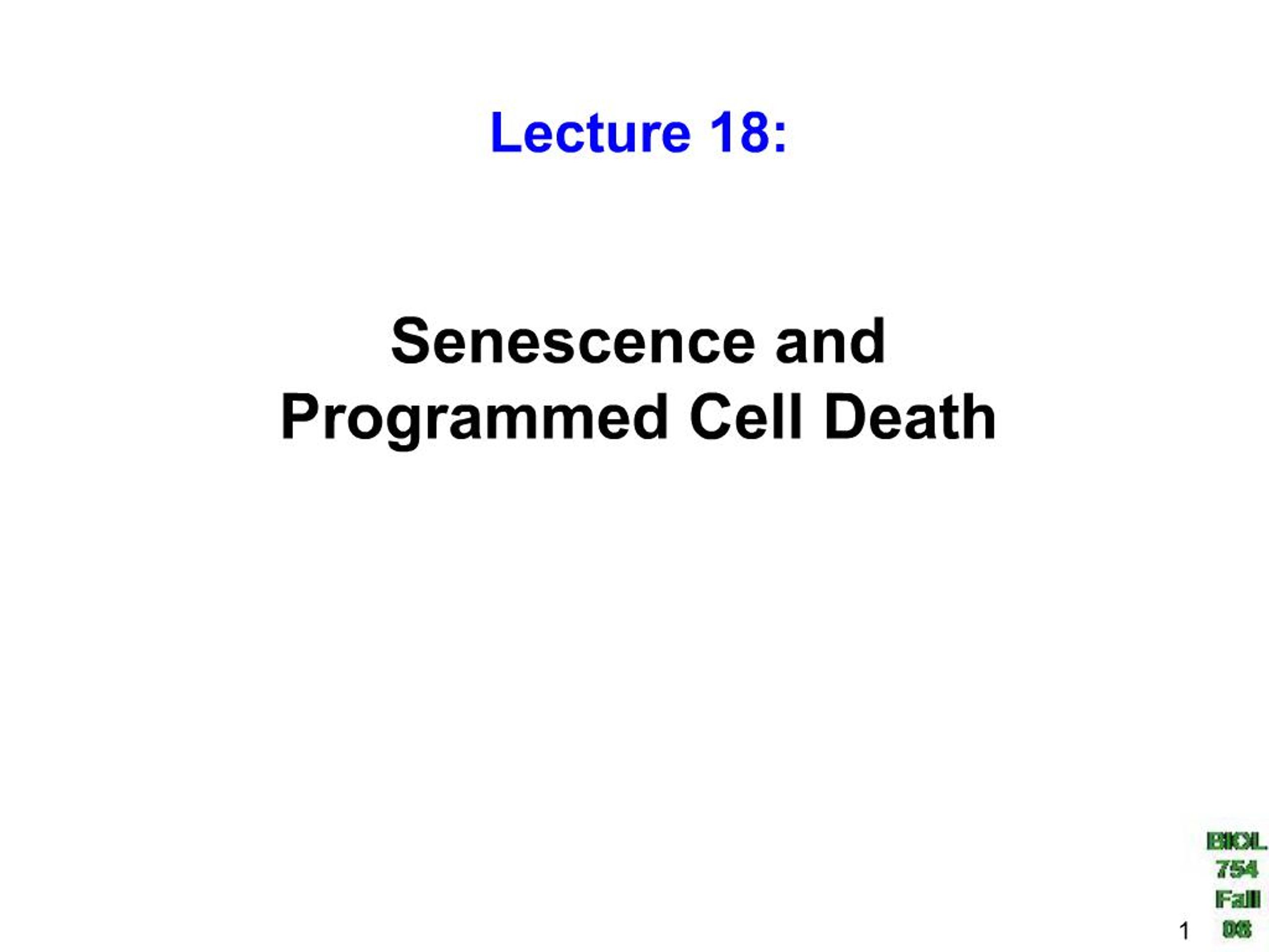 PPT - Lecture 18: Senescence and Programmed Cell Death PowerPoint ...