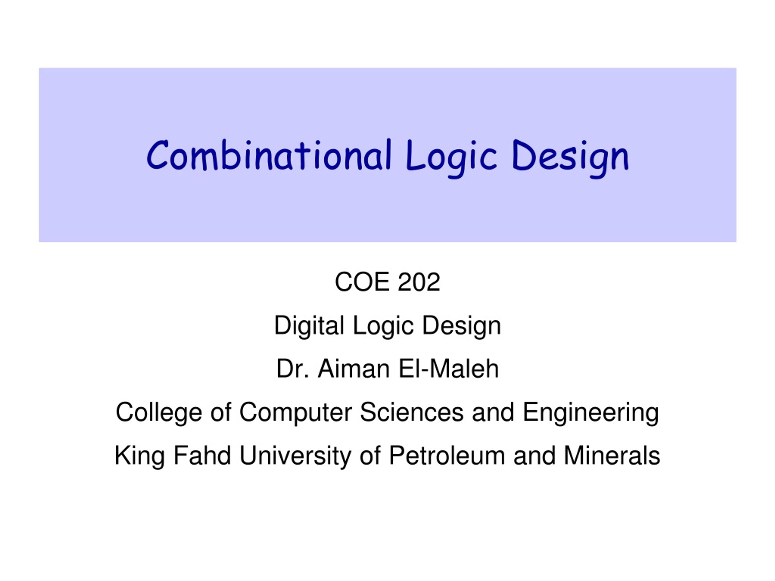 PPT - Combinational Logic Design PowerPoint Presentation, free download ...