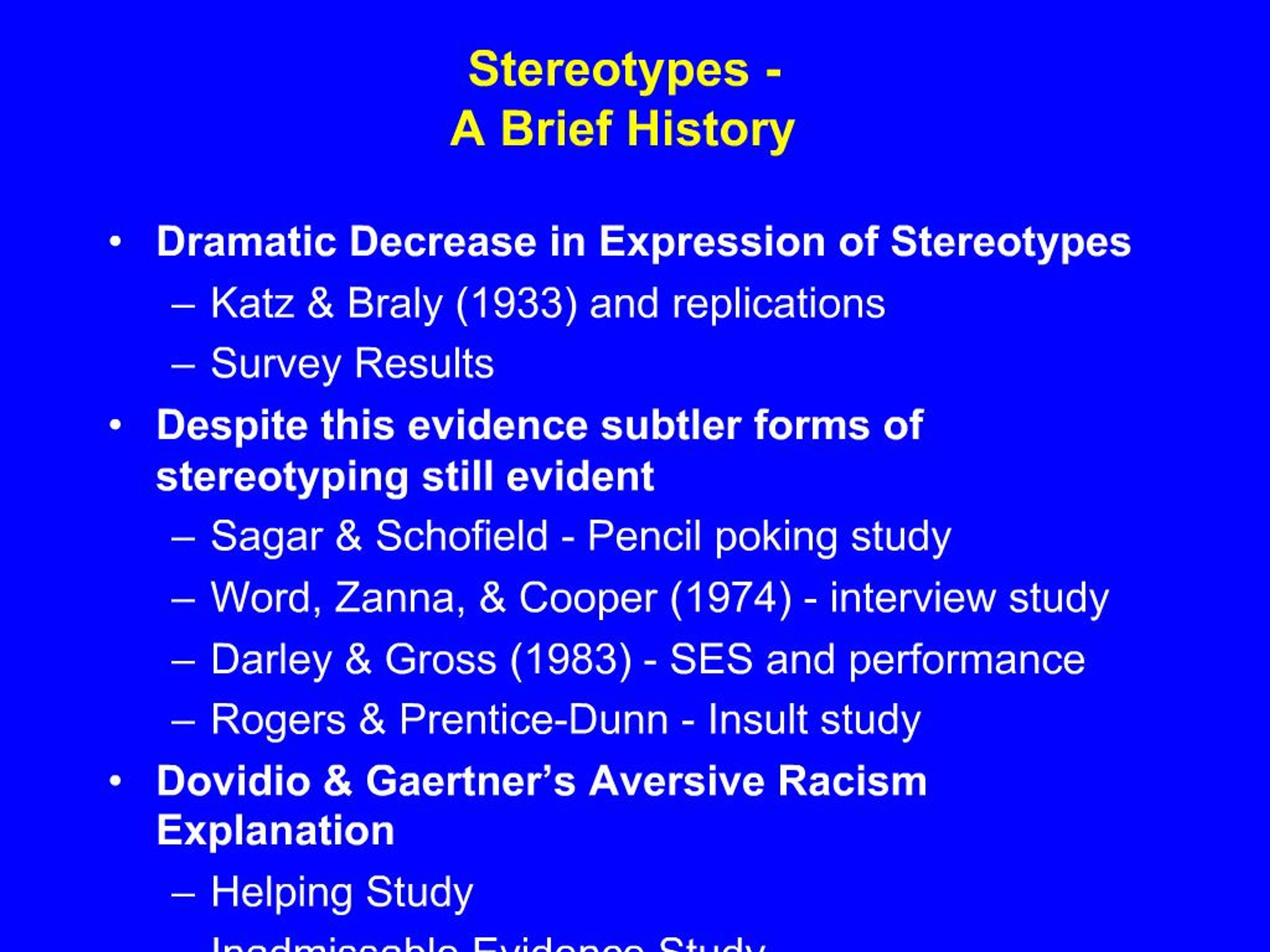 PPT - Stereotypes - A Brief History PowerPoint Presentation, free ...
