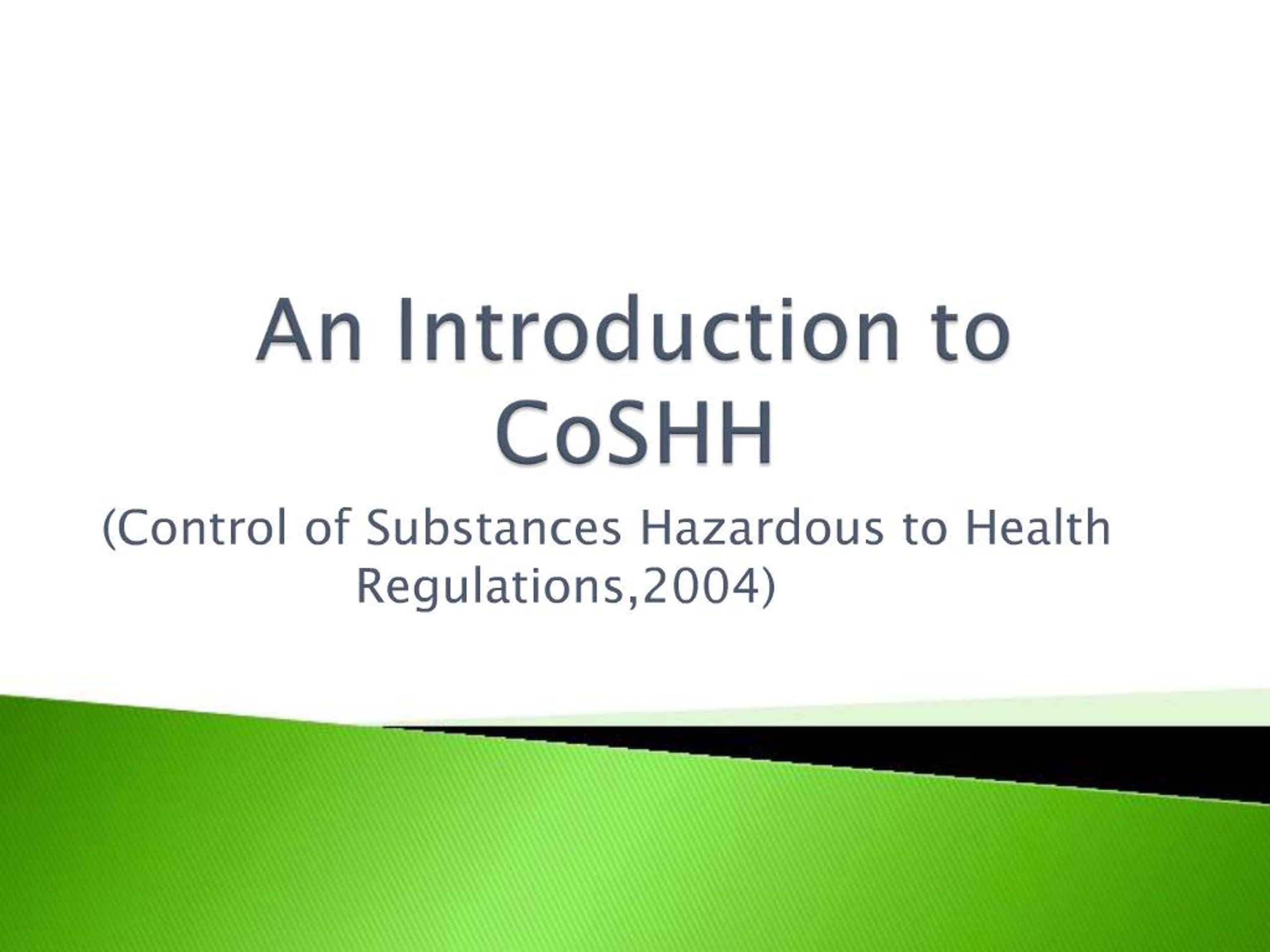 PPT - An Introduction to CoSHH PowerPoint Presentation, free download ...