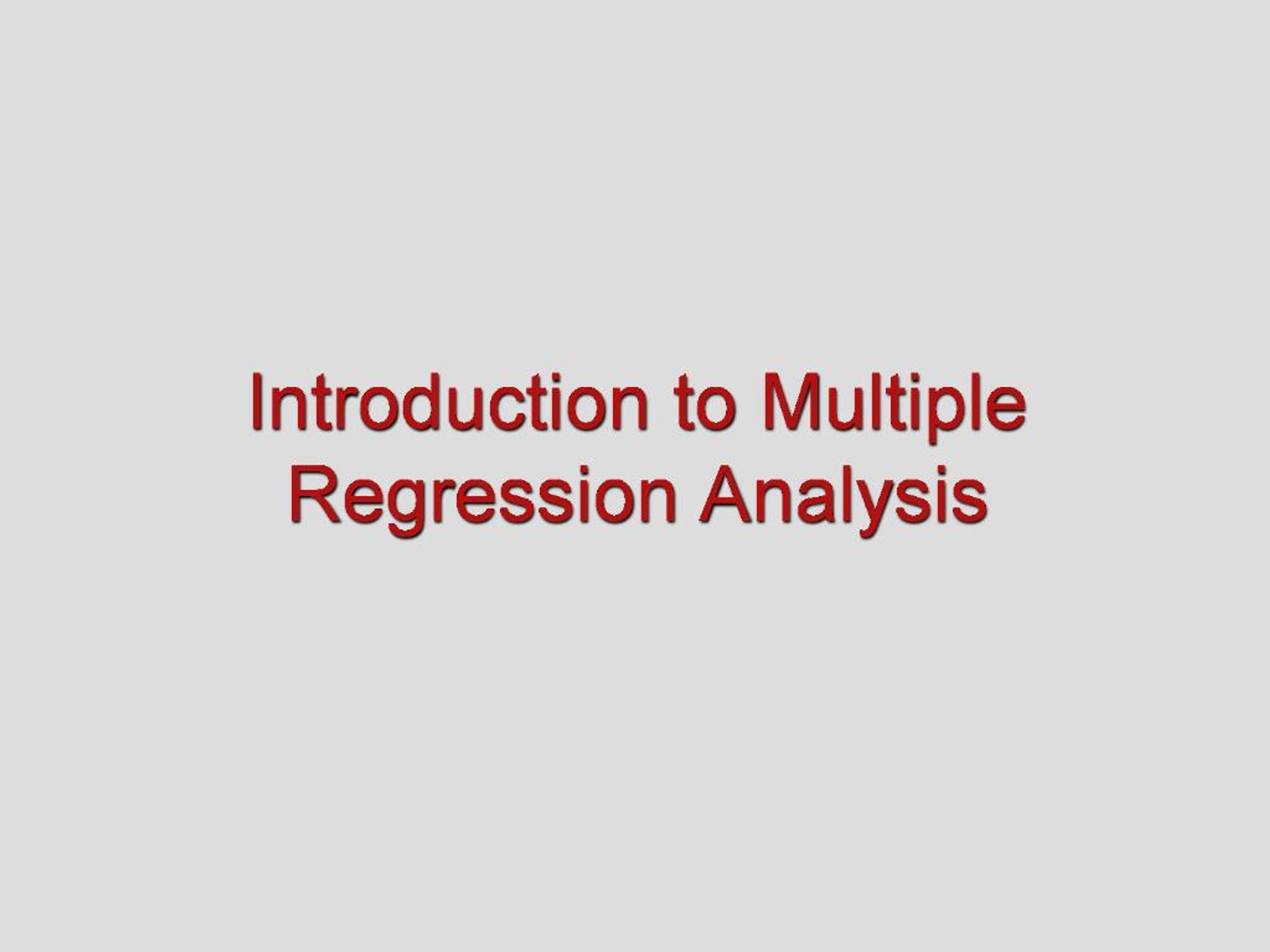 PPT - Introduction to Multiple Regression Analysis PowerPoint ...