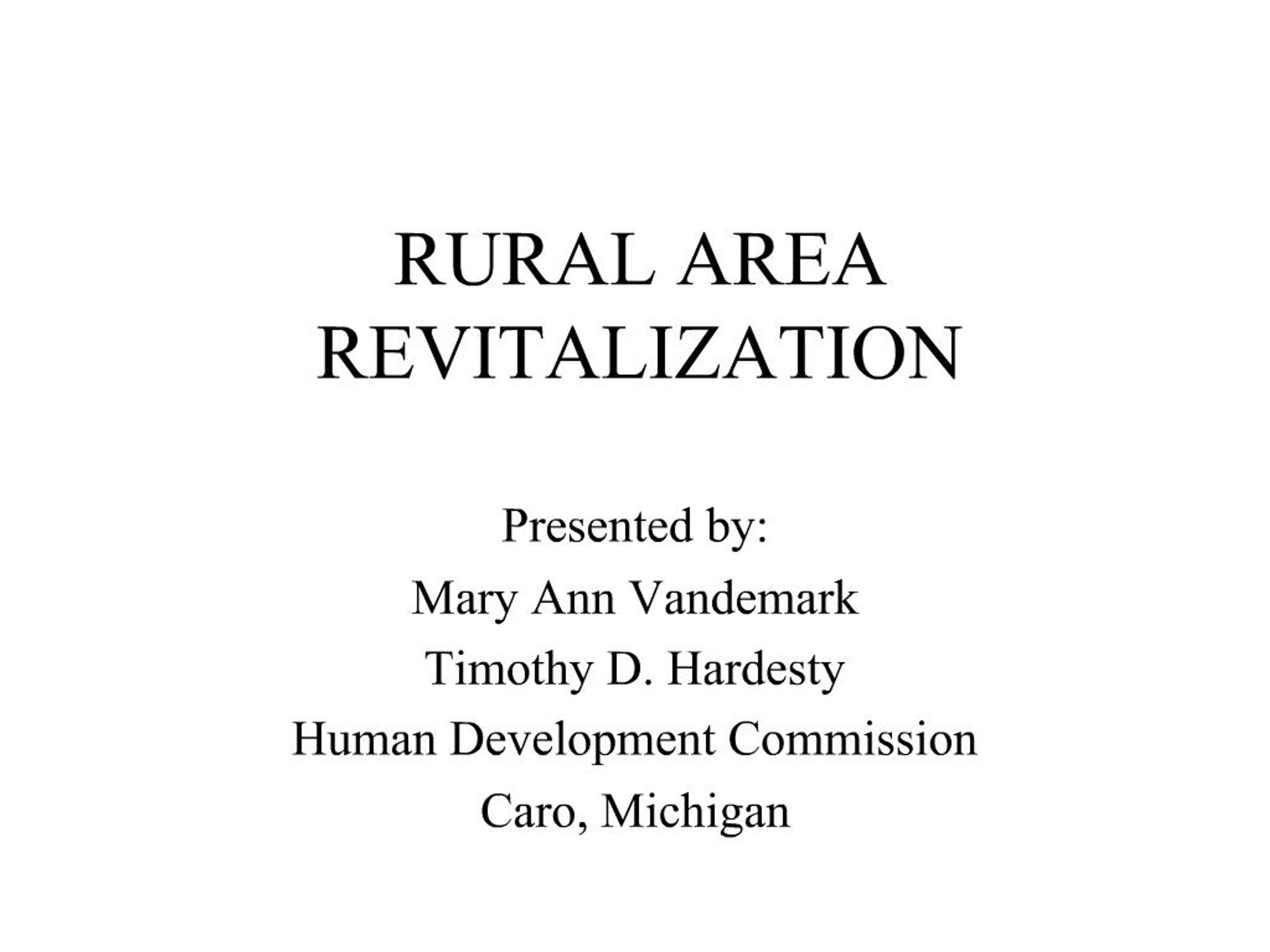 PPT - RURAL AREA REVITALIZATION PowerPoint Presentation, free download ...