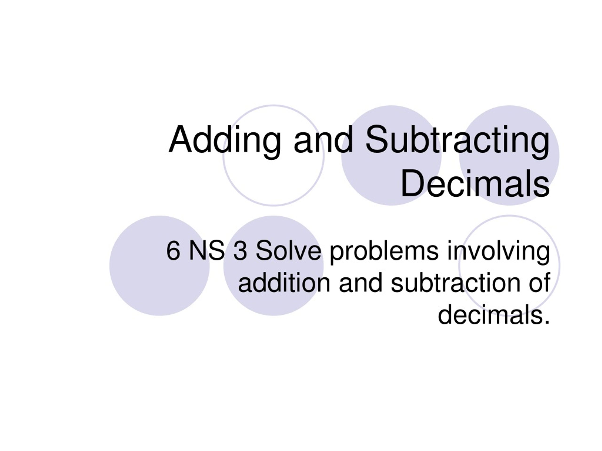 PPT - Adding and Subtracting Decimals PowerPoint Presentation, free ...