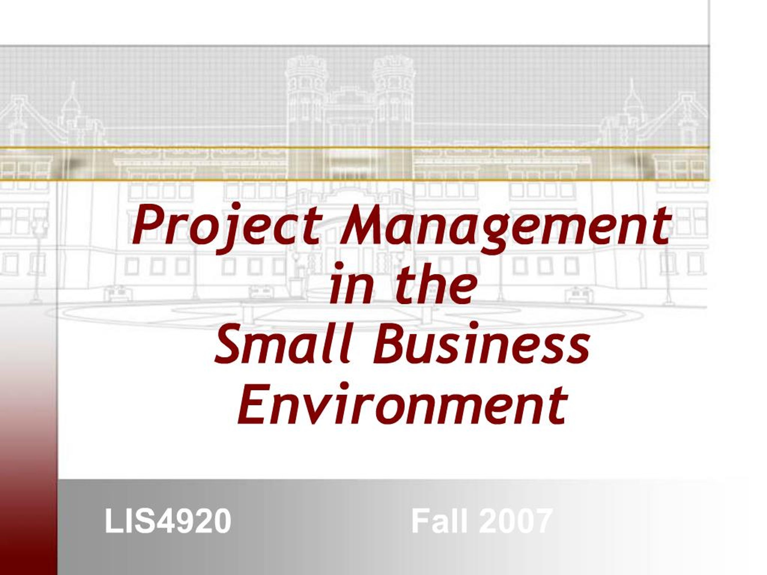 PPT - Project Management in the Small Business Environment PowerPoint ...