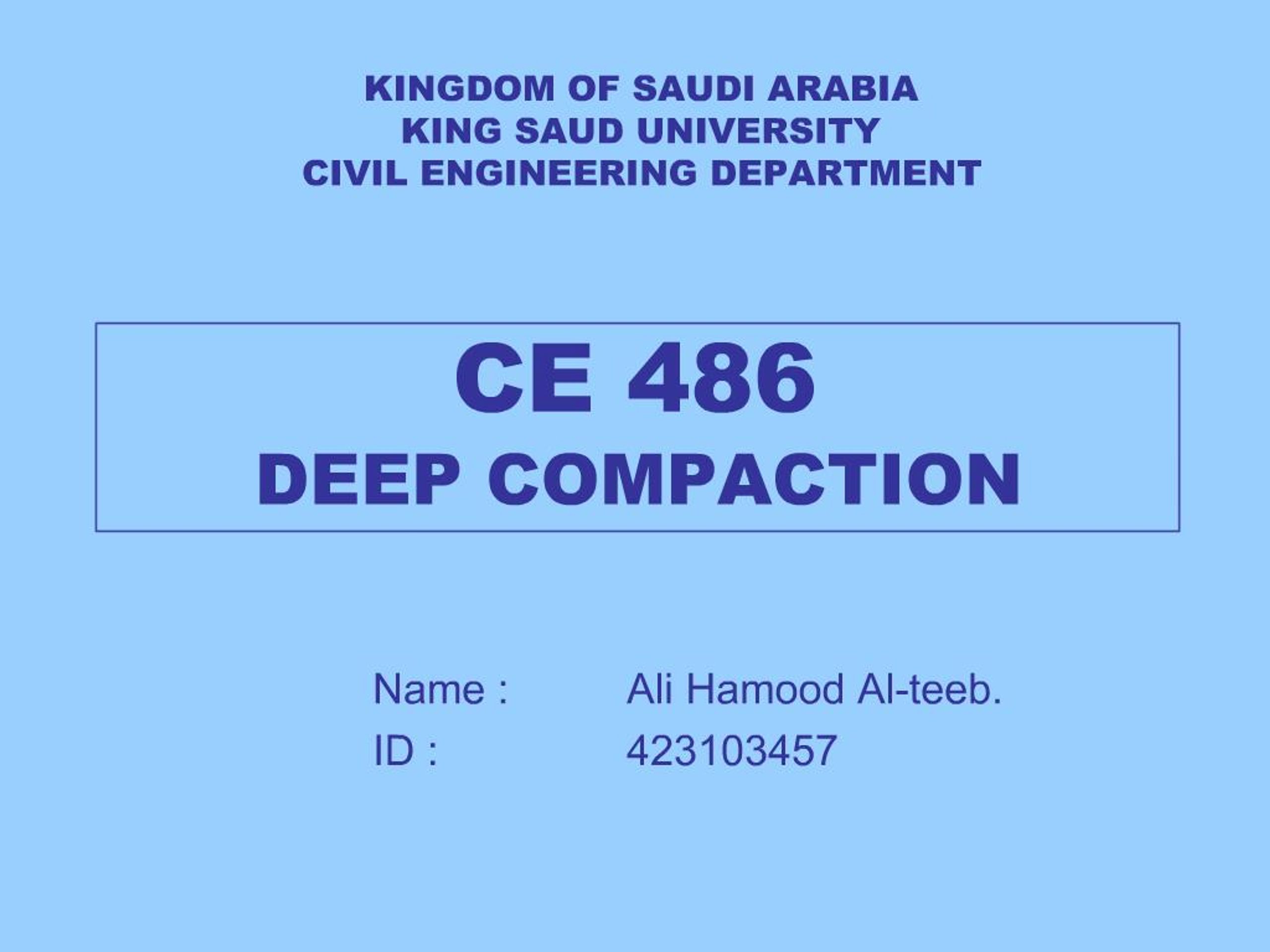 PPT - CE 486 DEEP COMPACTION PowerPoint Presentation, free download ...