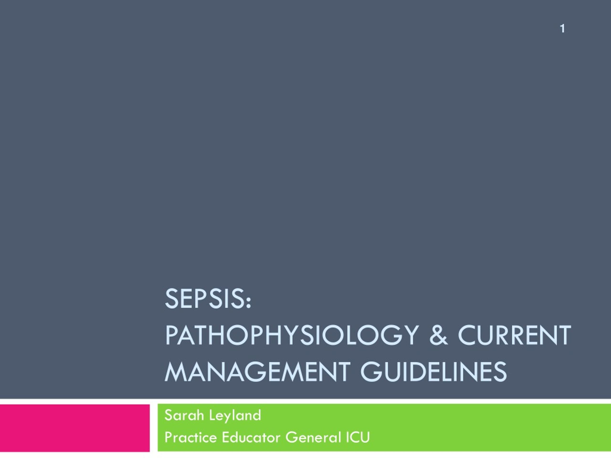 PPT - Sepsis: Pathophysiology & Current Management Guidelines ...