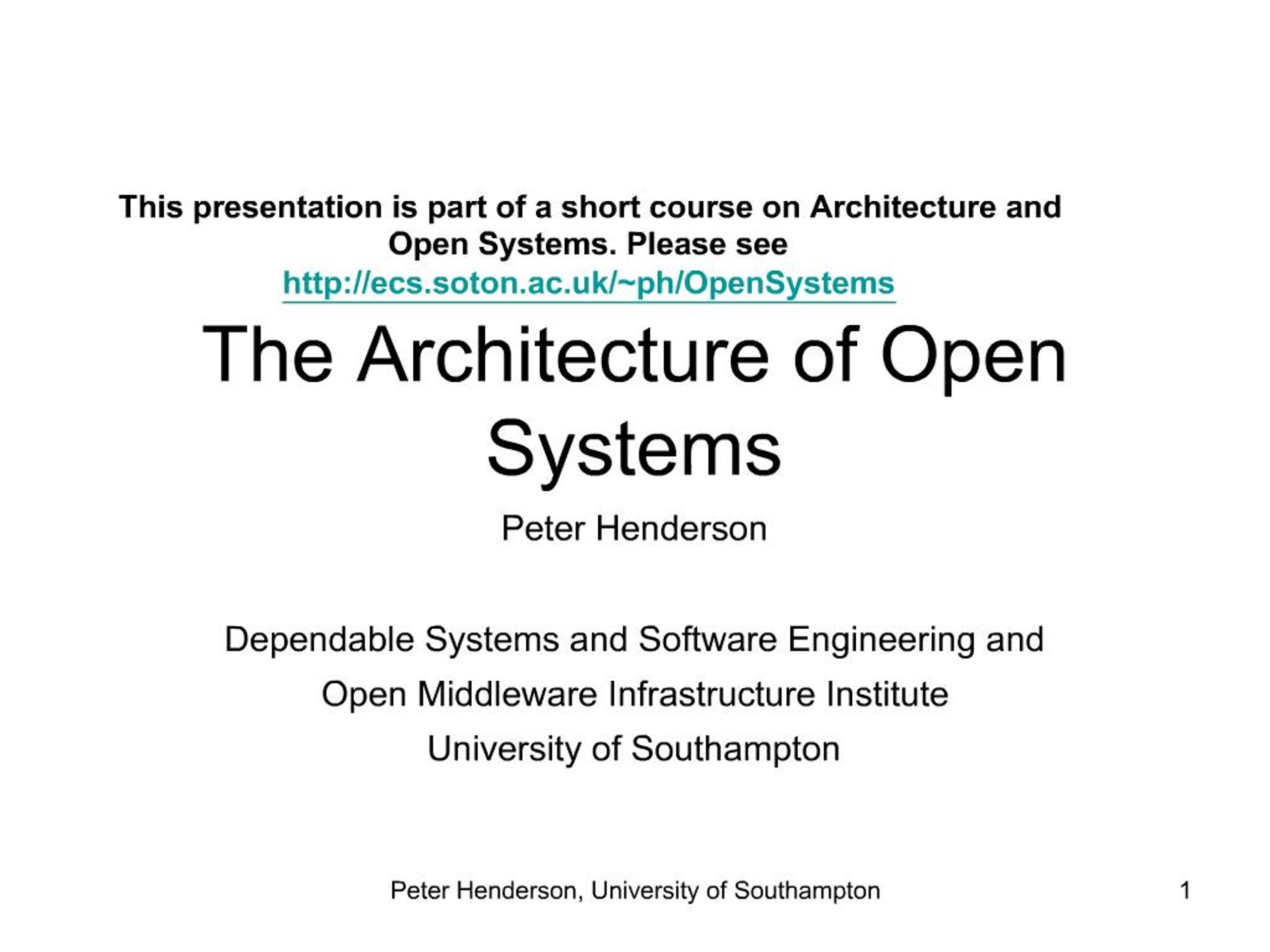 PPT - The Architecture of Open Systems PowerPoint Presentation, free ...