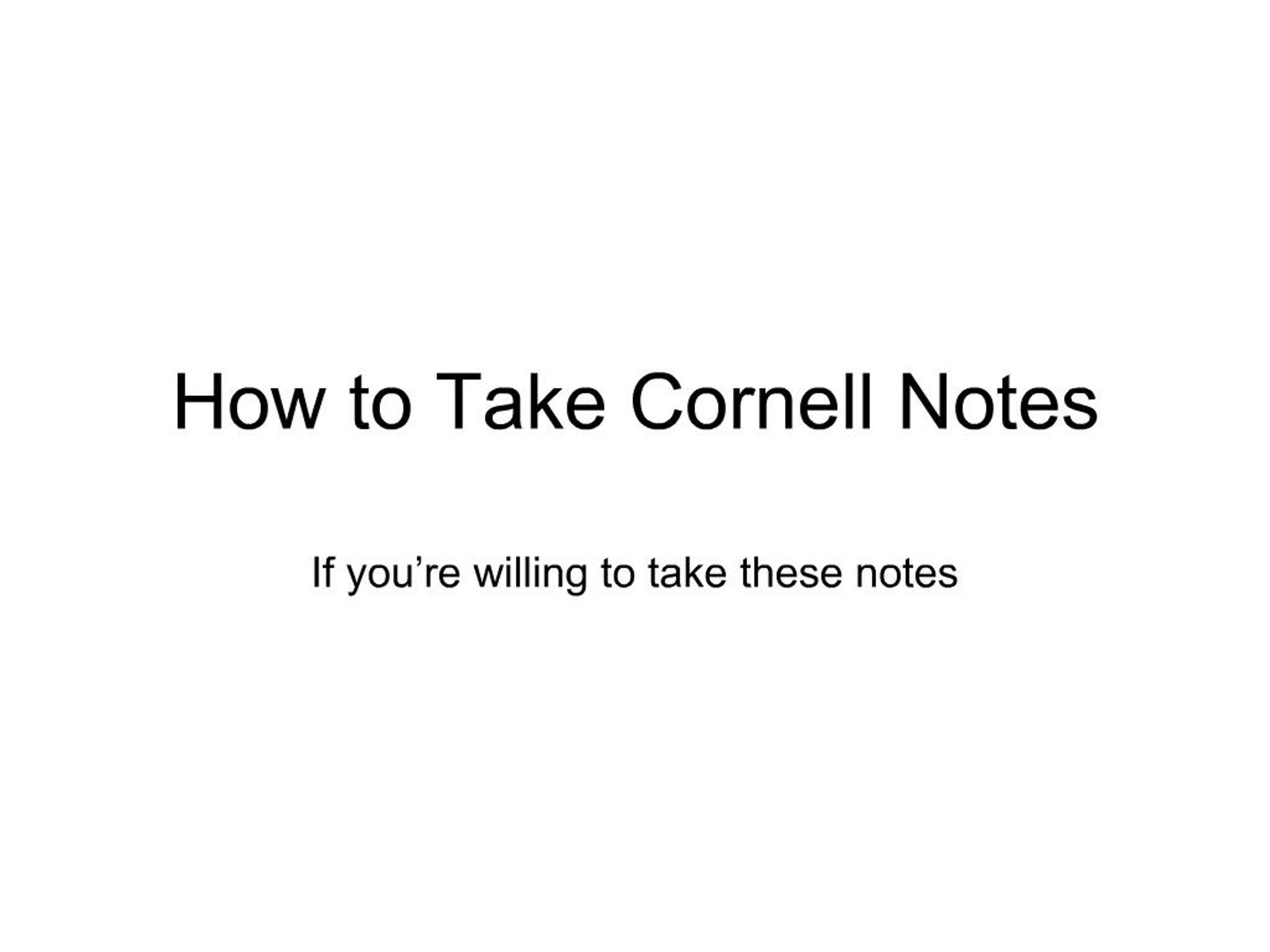 PPT - How to Take Cornell Notes PowerPoint Presentation, free download ...