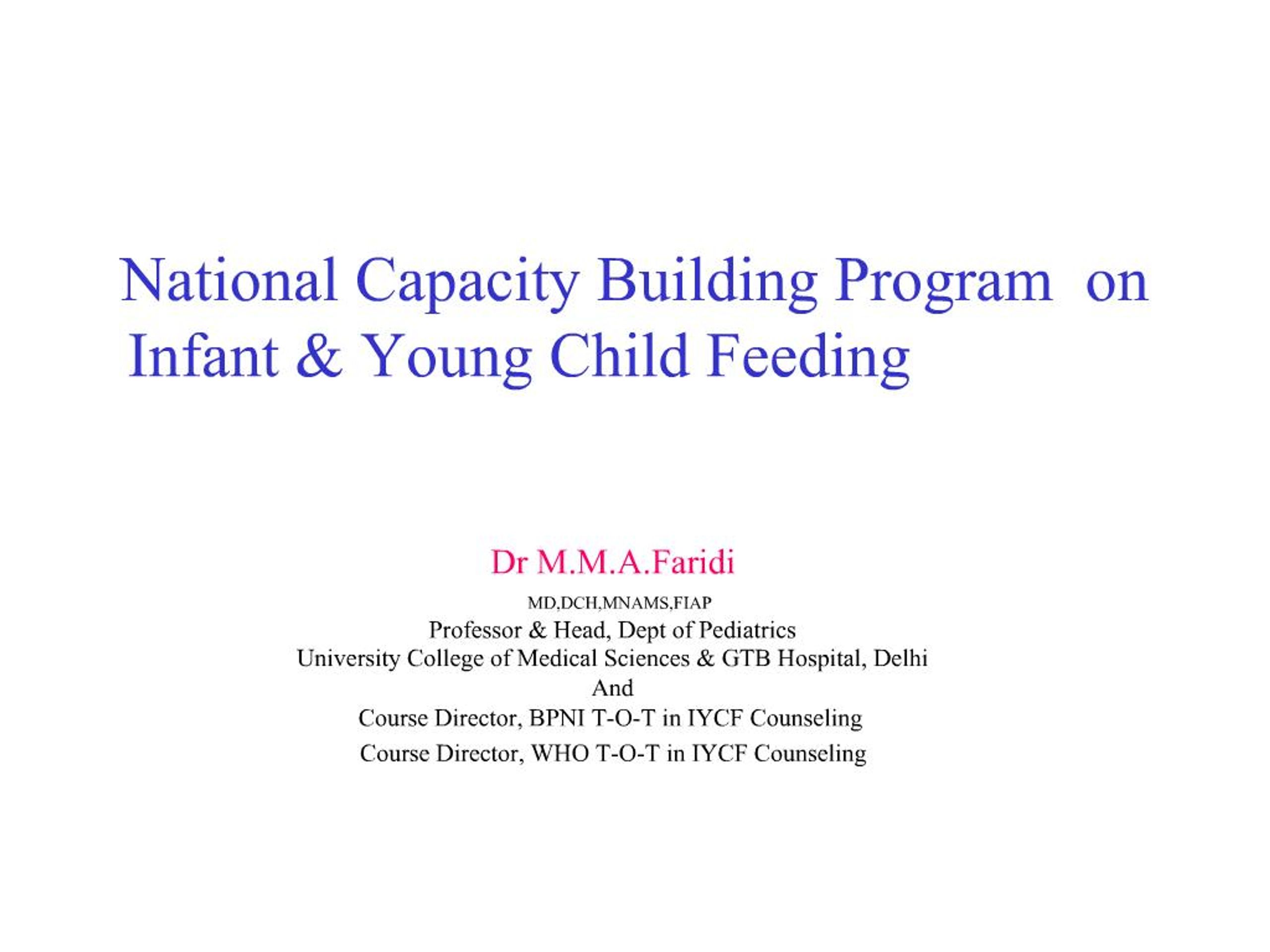 PPT - National Capacity Building Program on Infant Young Child Feeding ...