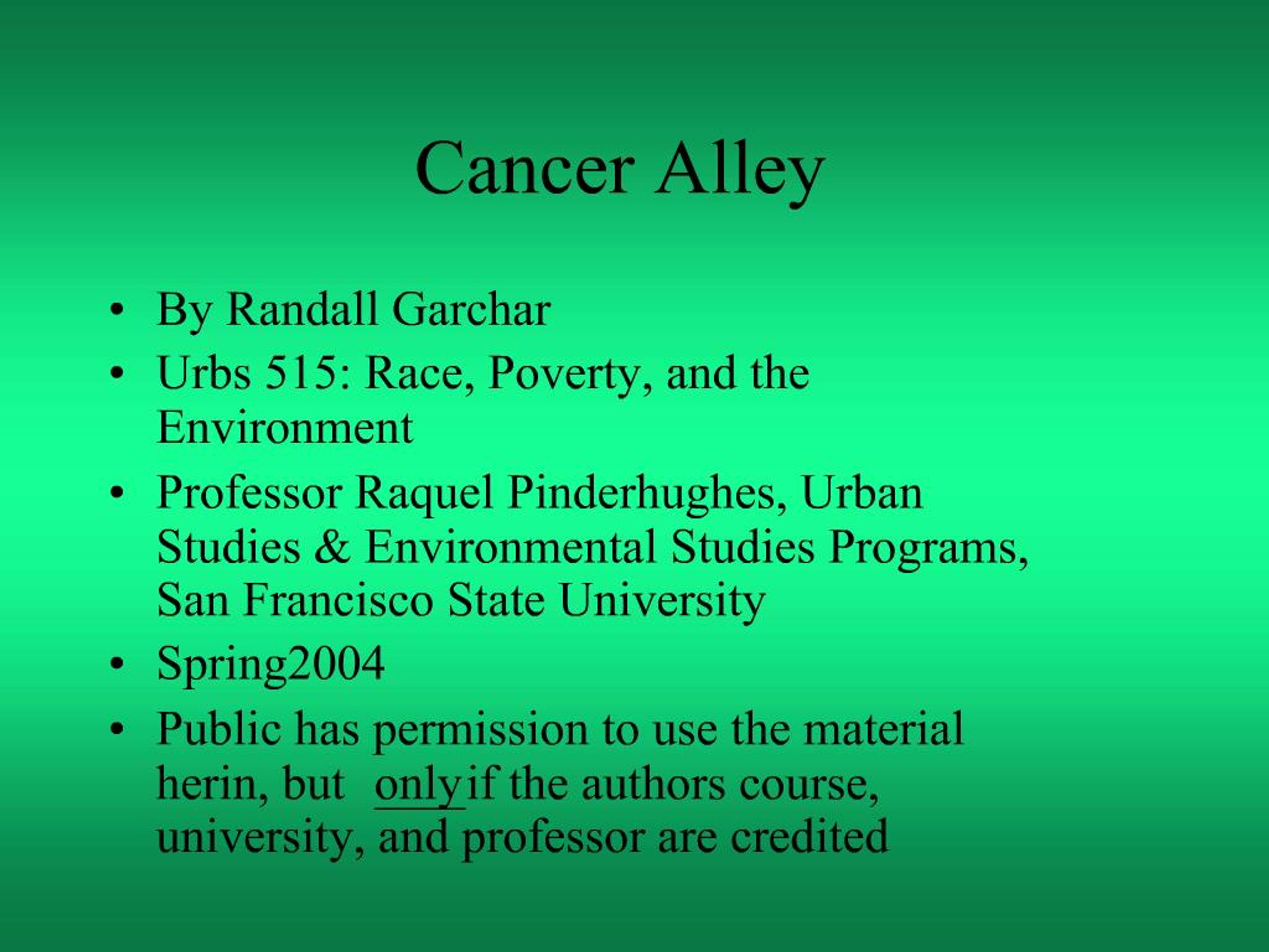 PPT - Cancer Alley PowerPoint Presentation, free download - ID:560746