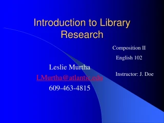 PPT - Introduction to Library Research PowerPoint Presentation, free ...
