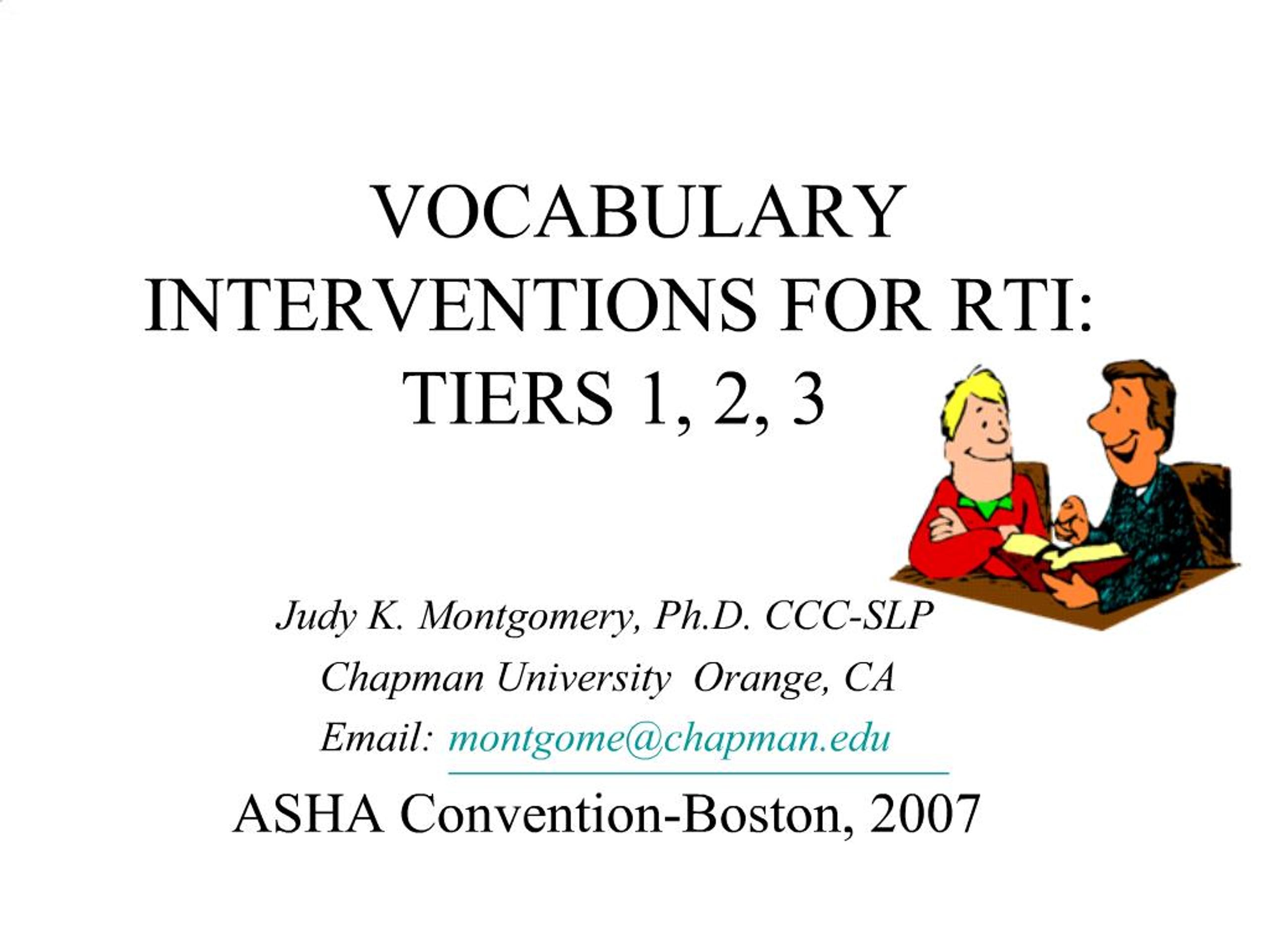 PPT - VOCABULARY INTERVENTIONS FOR RTI: TIERS 1, 2, 3 PowerPoint ...