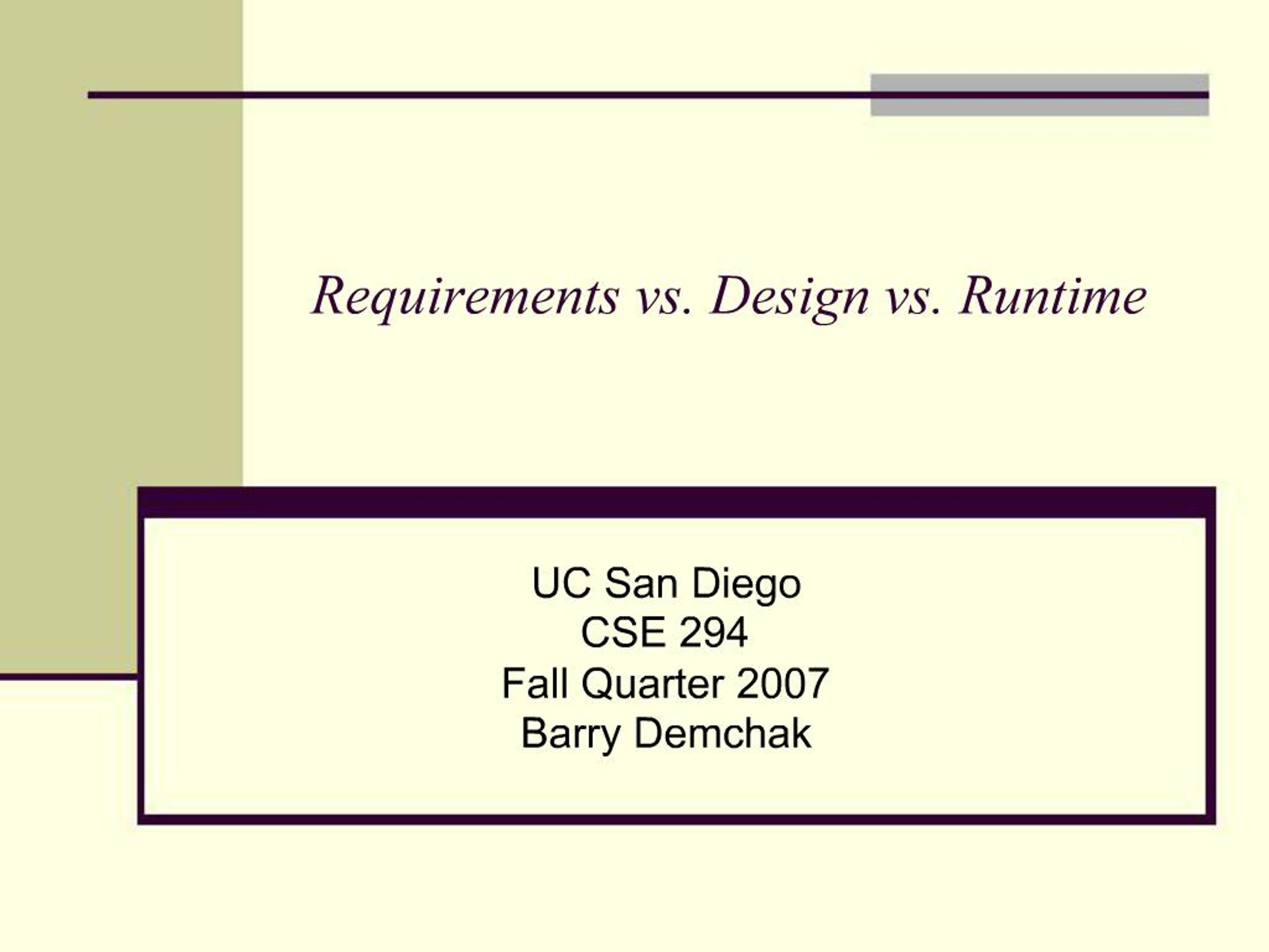 PPT - Requirements vs. Design vs. Runtime PowerPoint Presentation, free ...