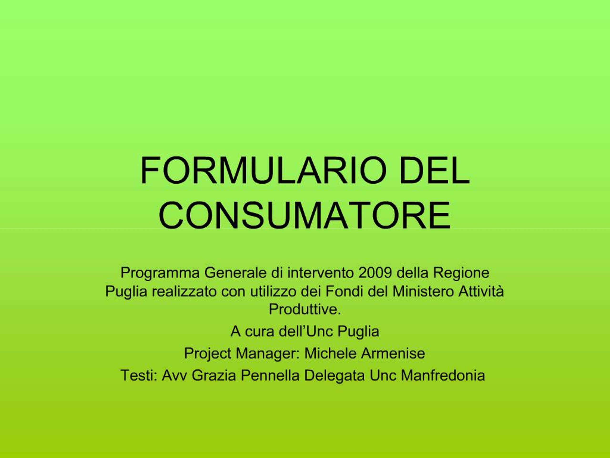 PPT - FORMULARIO DEL CONSUMATORE PowerPoint Presentation, free download ...