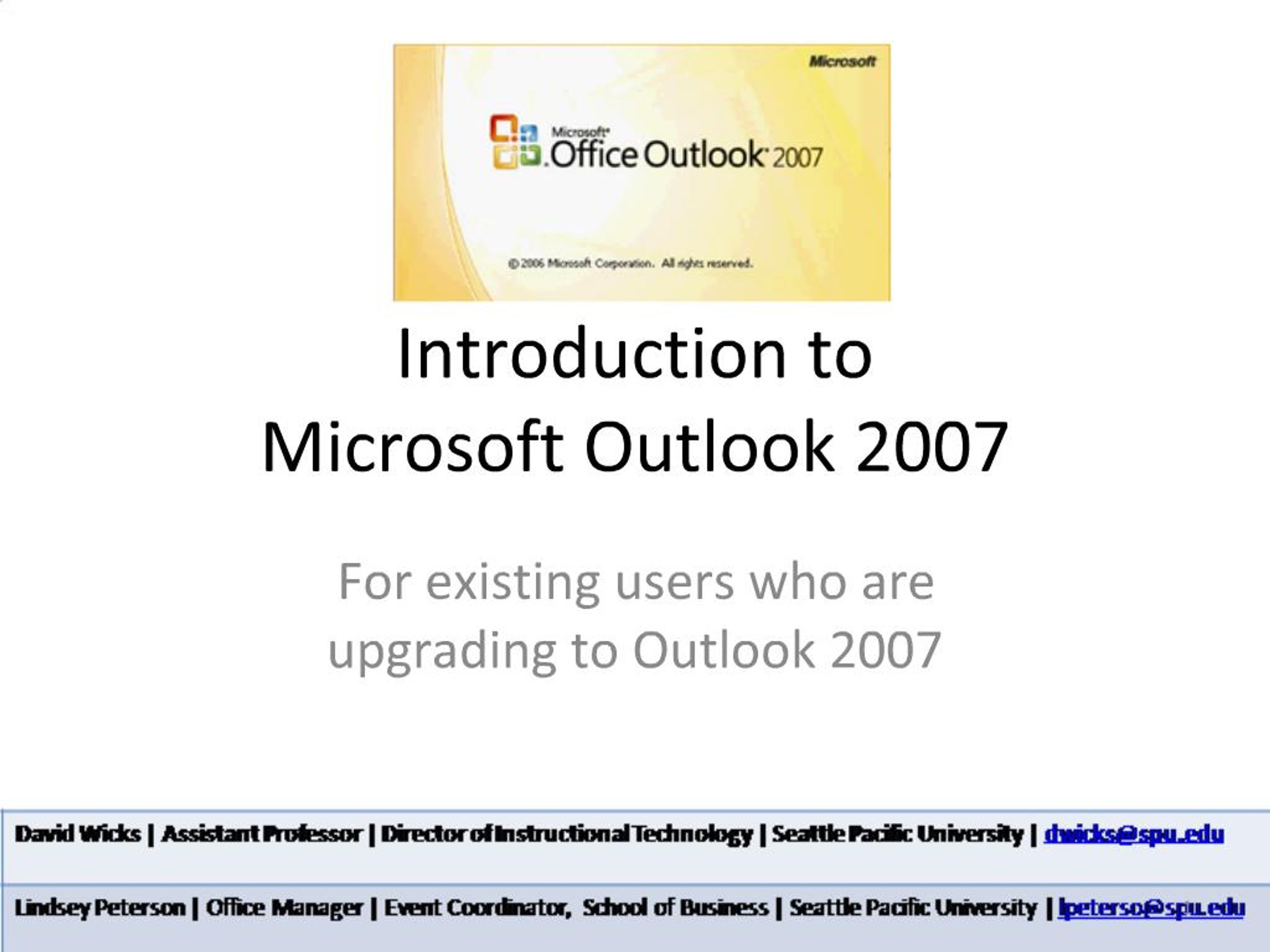 PPT - Introduction to Microsoft Outlook 2007 PowerPoint Presentation ...