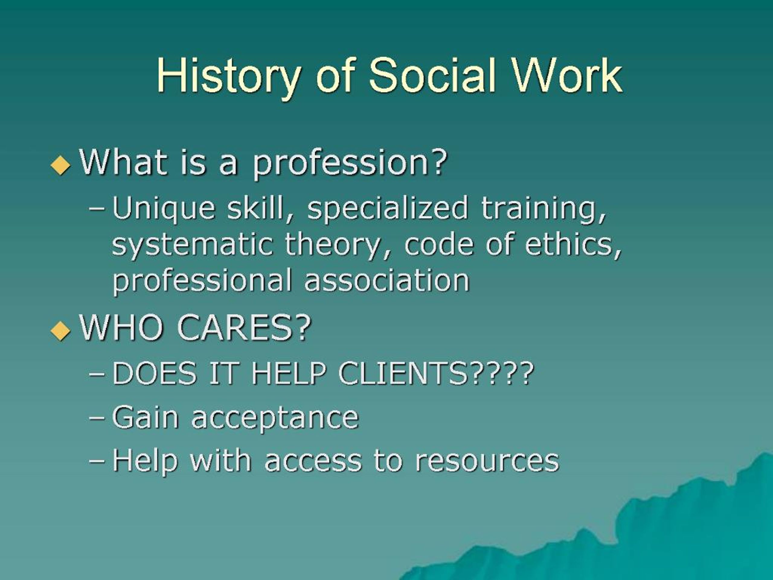PPT - History of Social Work PowerPoint Presentation, free download ...