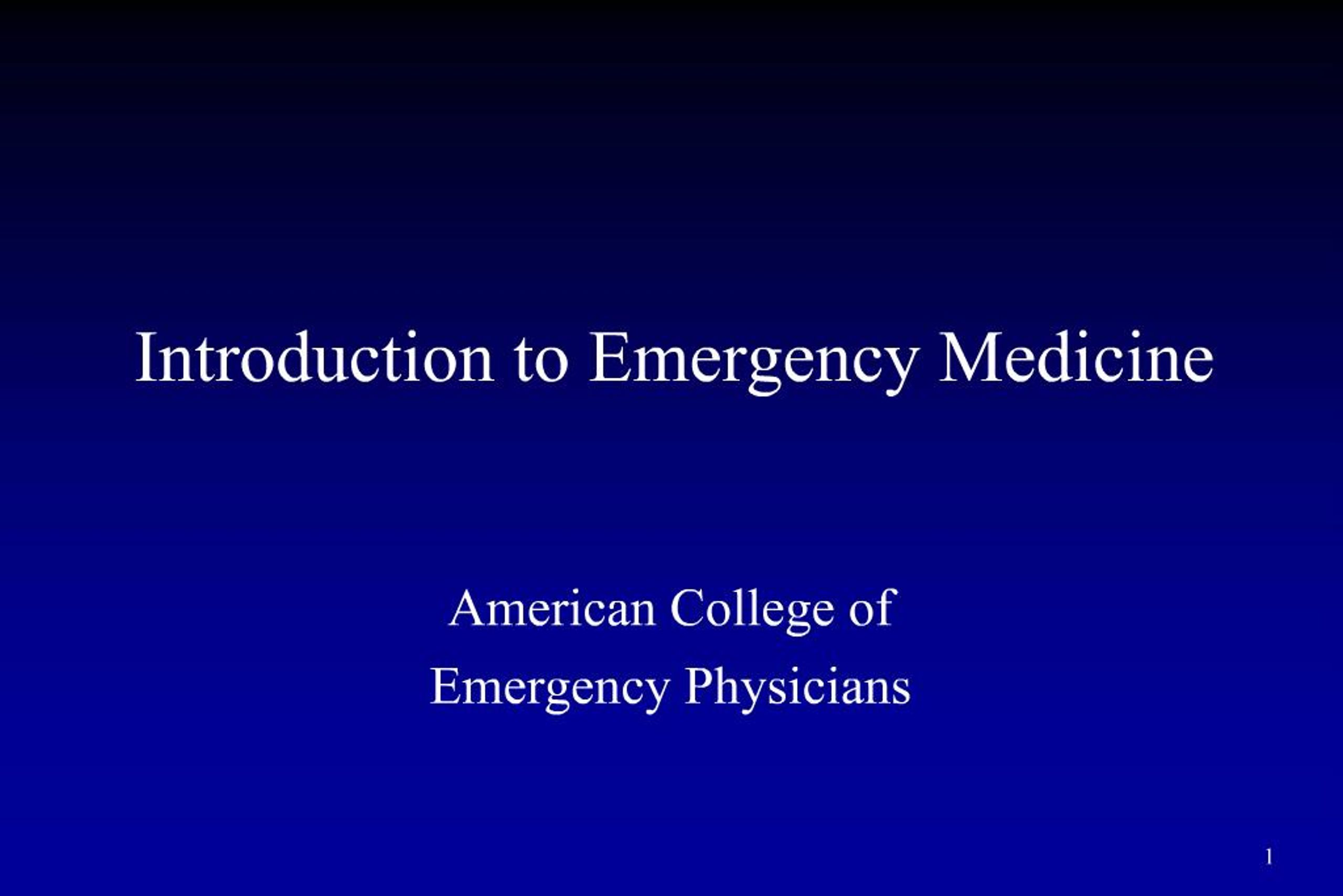 PPT - Introduction to Emergency Medicine PowerPoint Presentation, free ...