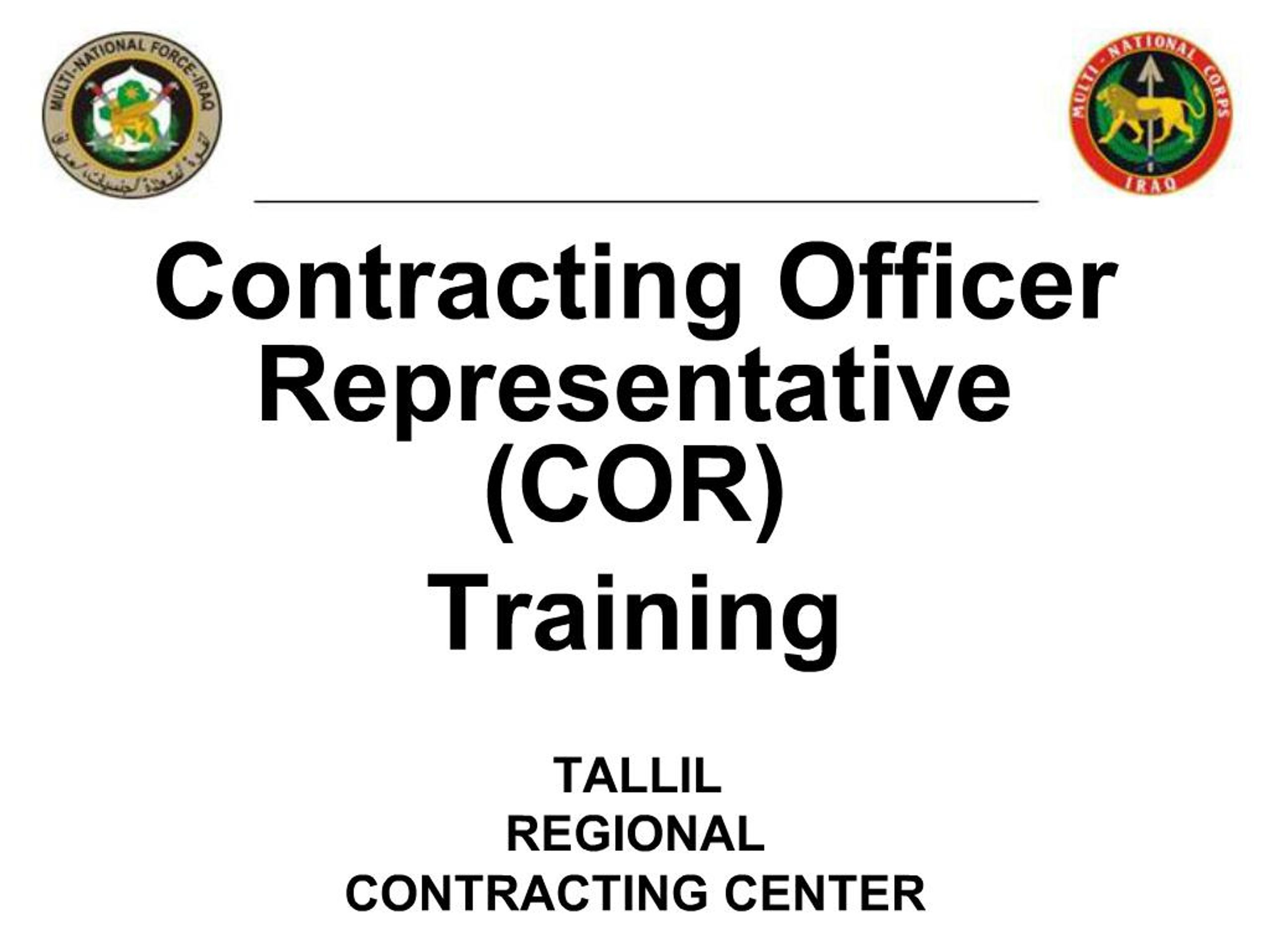 PPT - Contracting Officer Representative COR Training PowerPoint ...