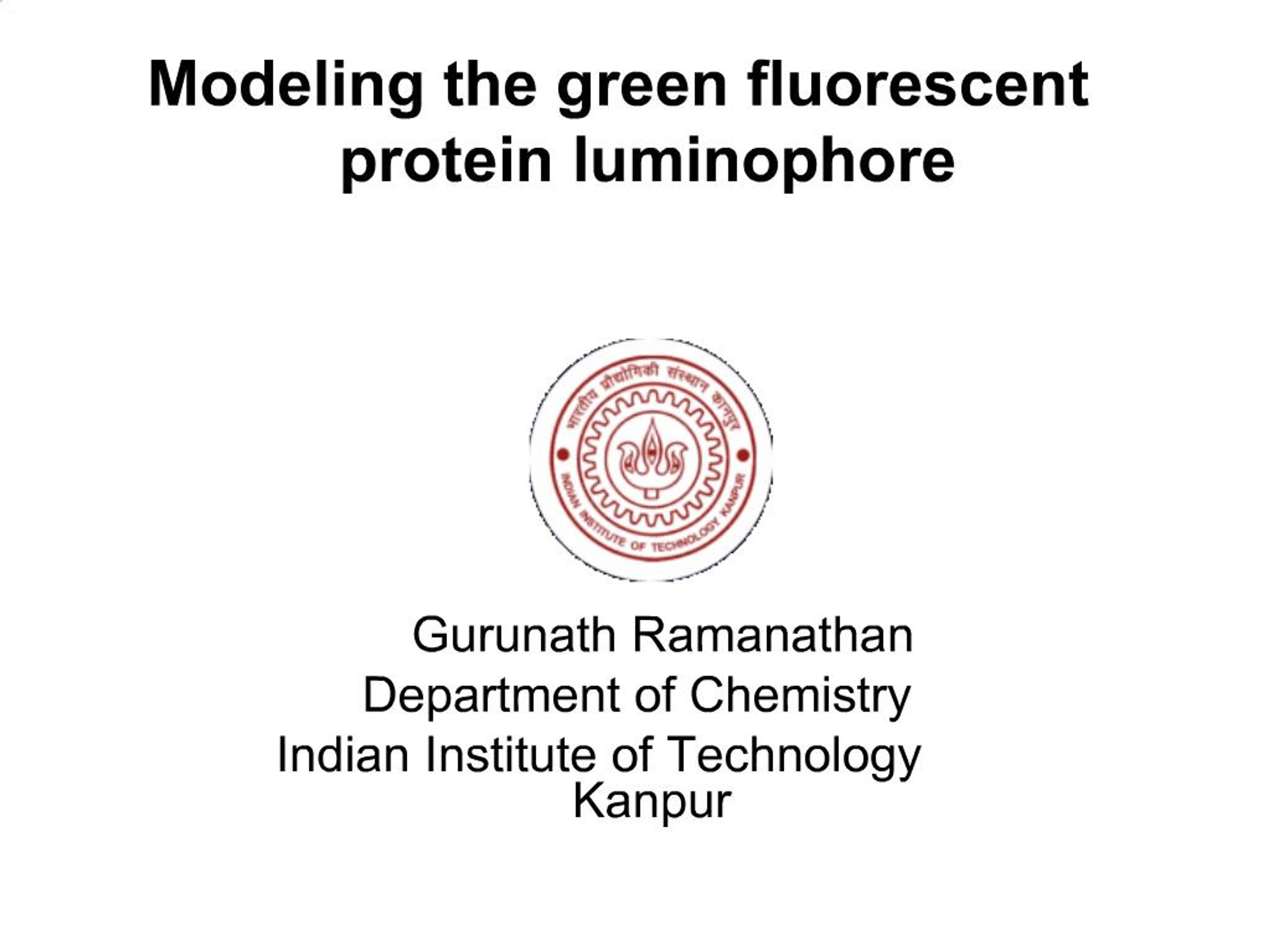 PPT - Gurunath Ramanathan Department of Chemistry Indian Institute of ...