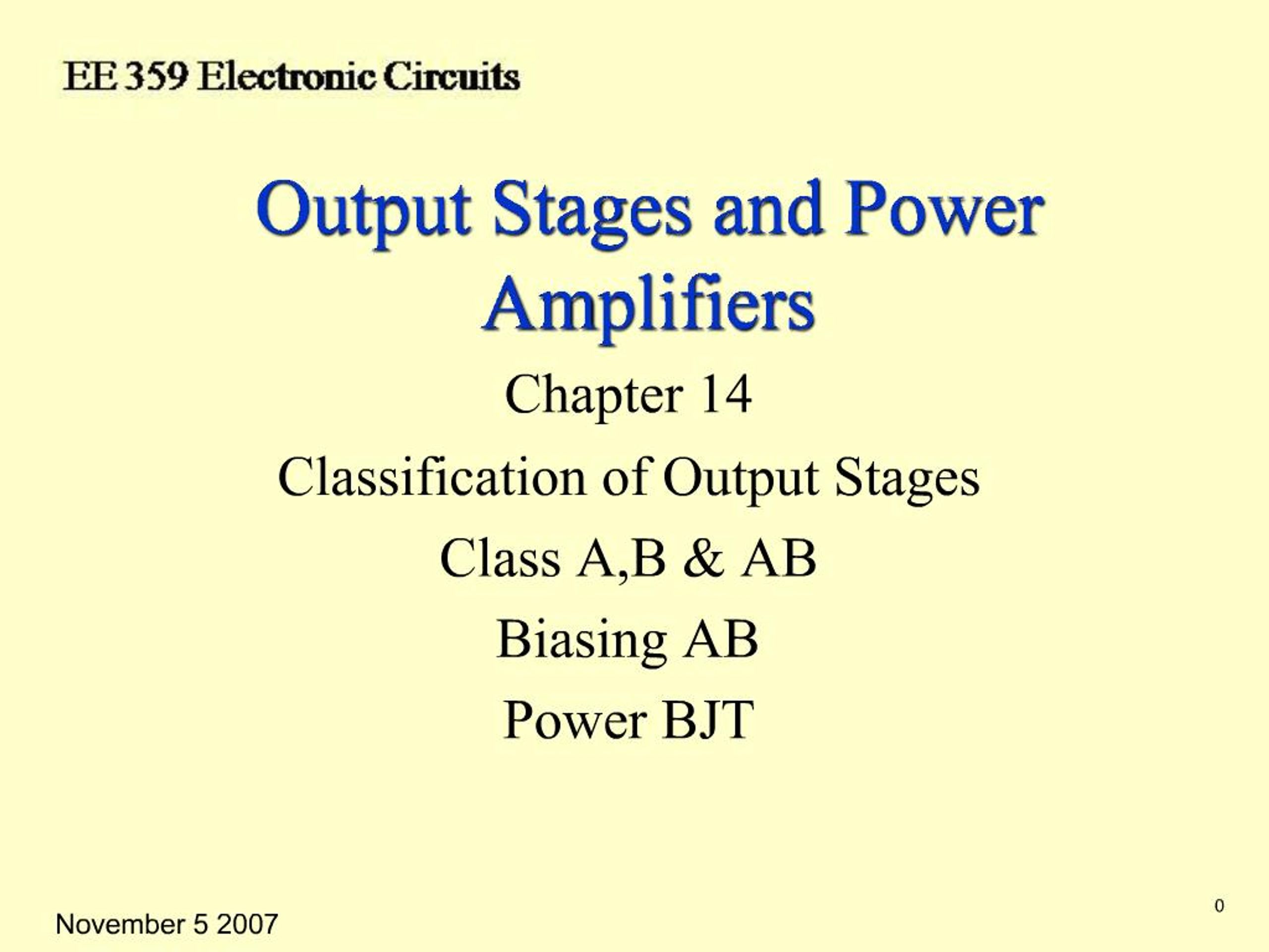 PPT - Output Stages and Power Amplifiers PowerPoint Presentation, free ...