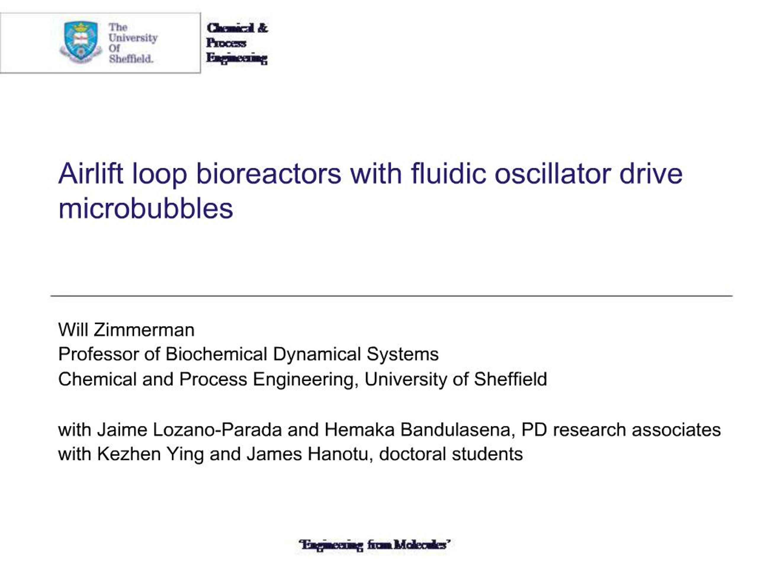 PPT - Airlift loop bioreactors with fluidic oscillator drive ...