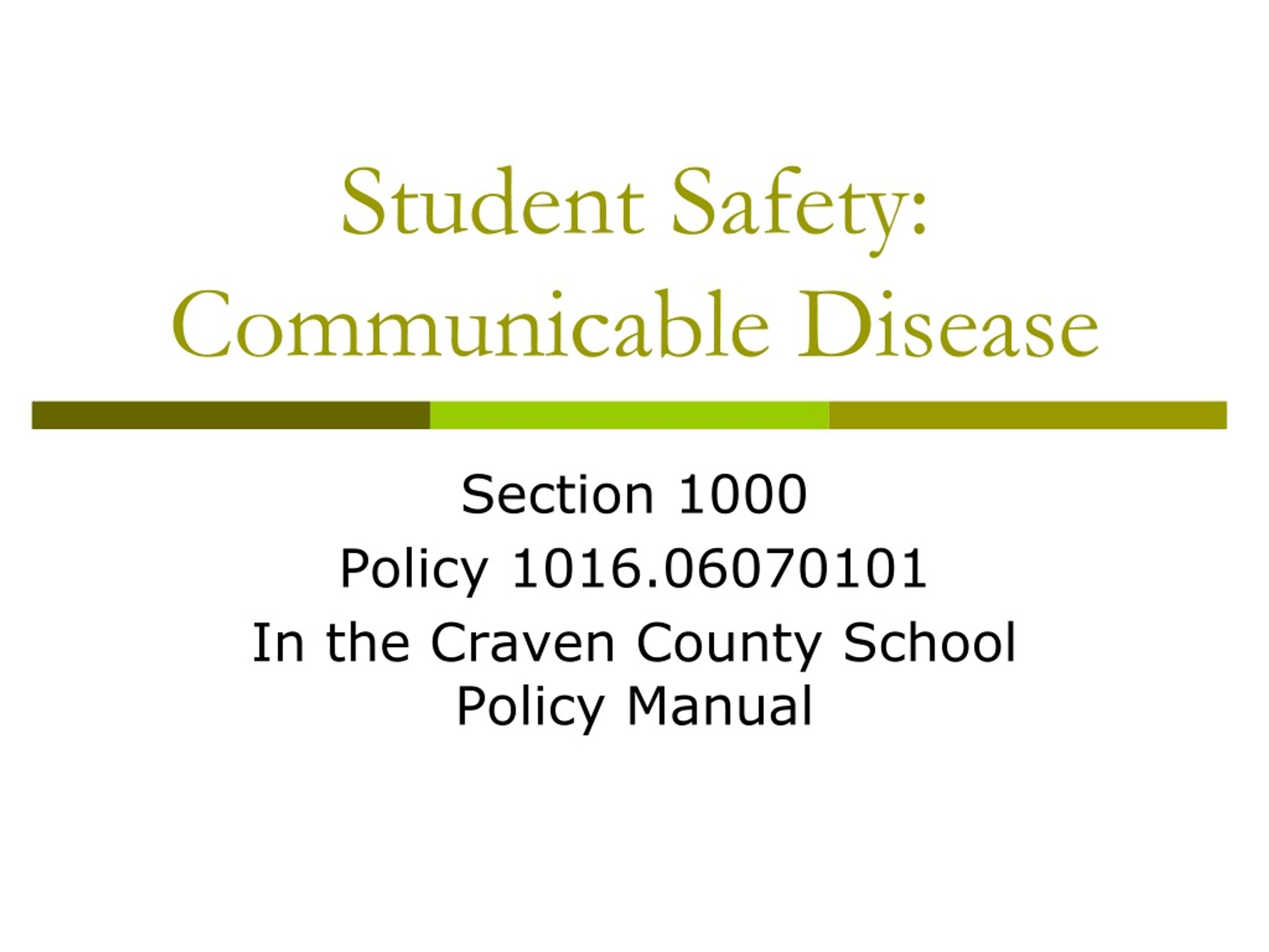 PPT - Student Safety: Communicable Disease PowerPoint Presentation ...