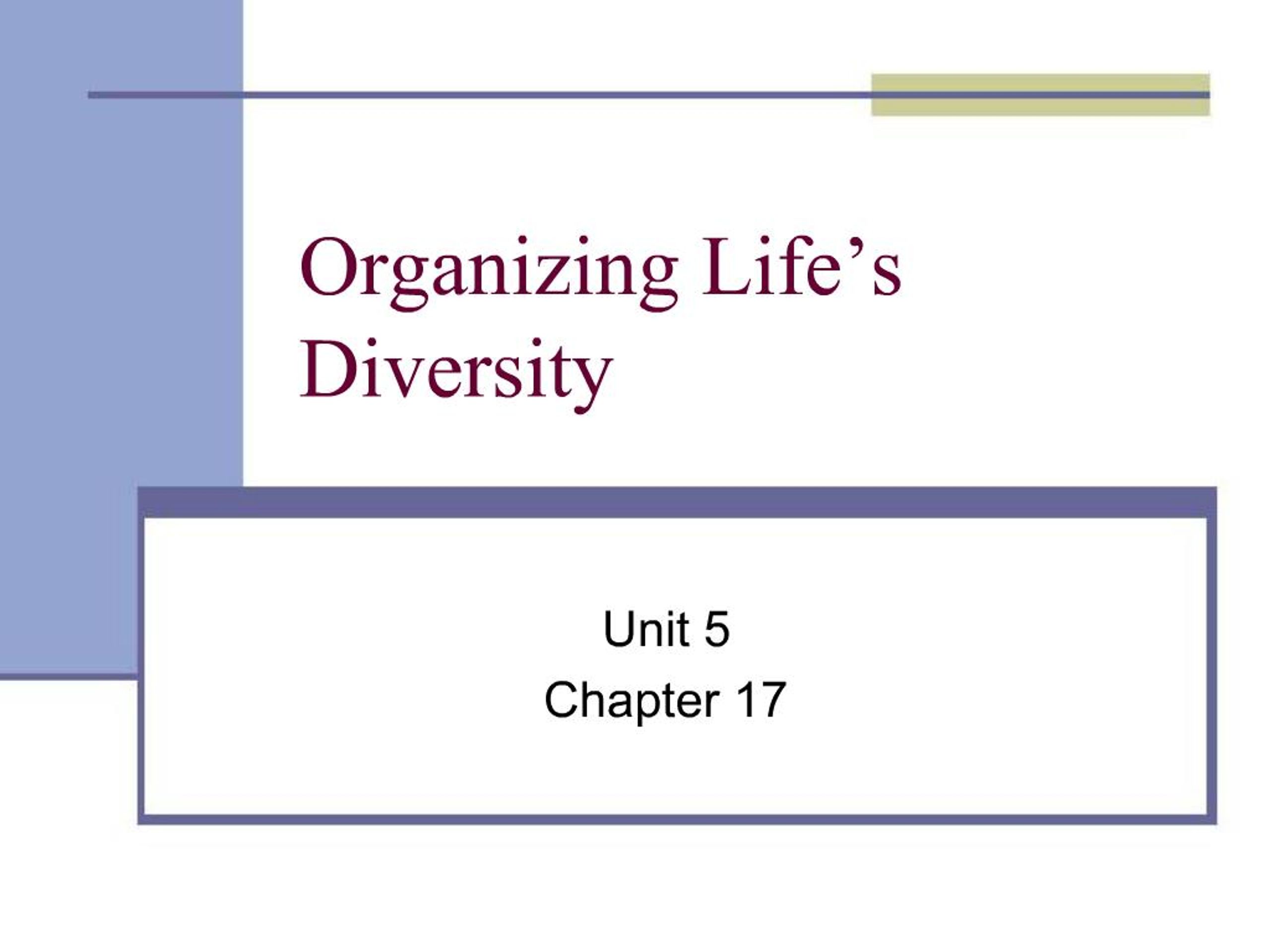 PPT - Organizing Life s Diversity PowerPoint Presentation, free ...