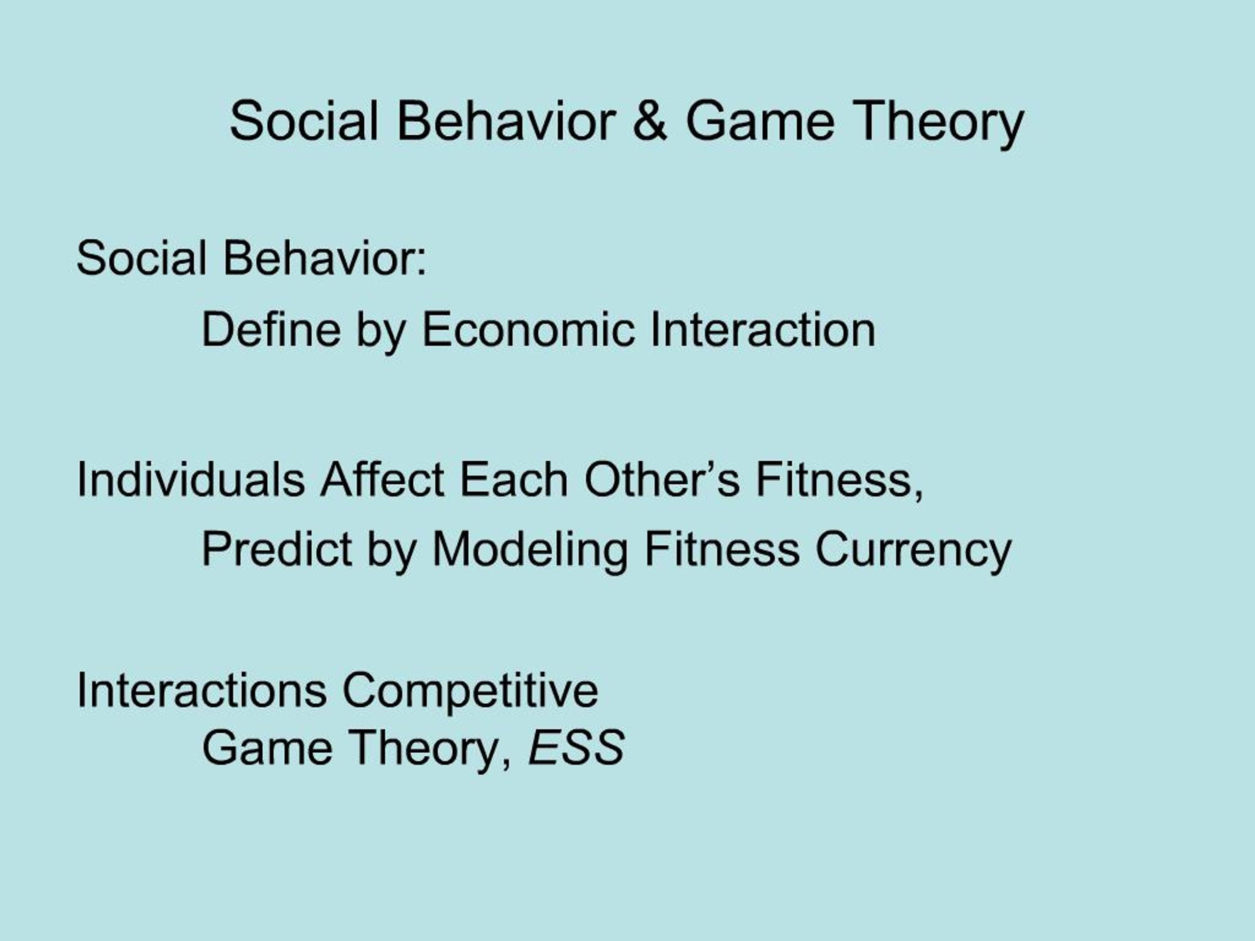PPT - Social Behavior Game Theory PowerPoint Presentation, free ...
