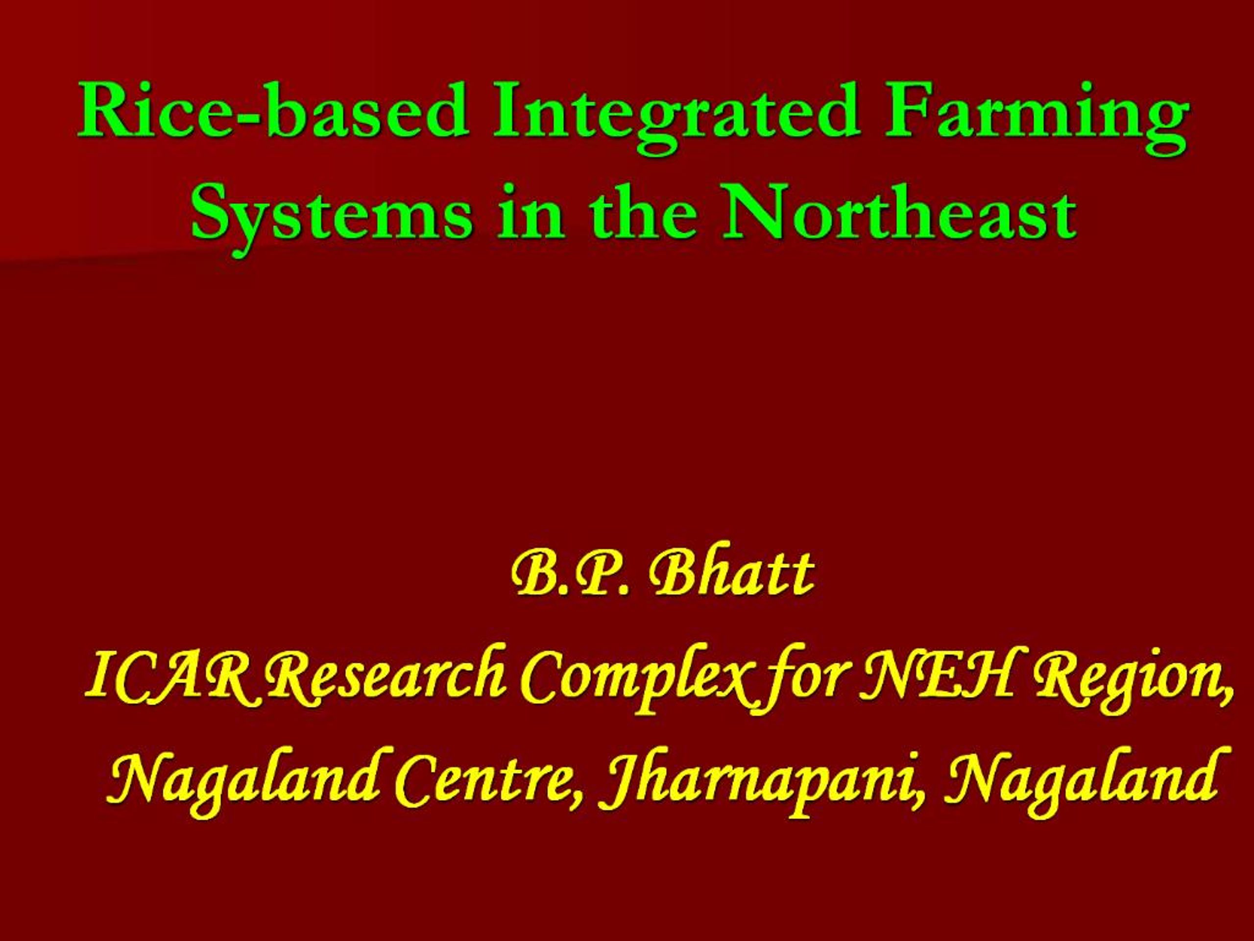 PPT - Rice-based Integrated Farming Systems in the Northeast PowerPoint ...