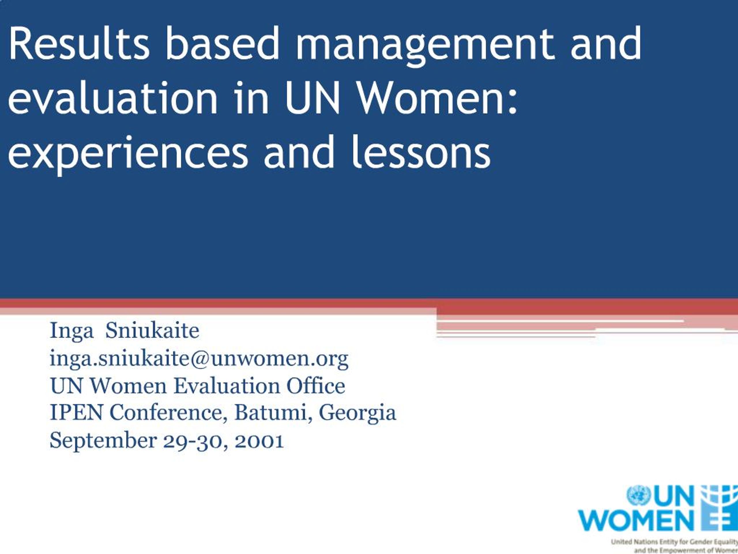 PPT - Results based management and evaluation in UN Women: experiences ...