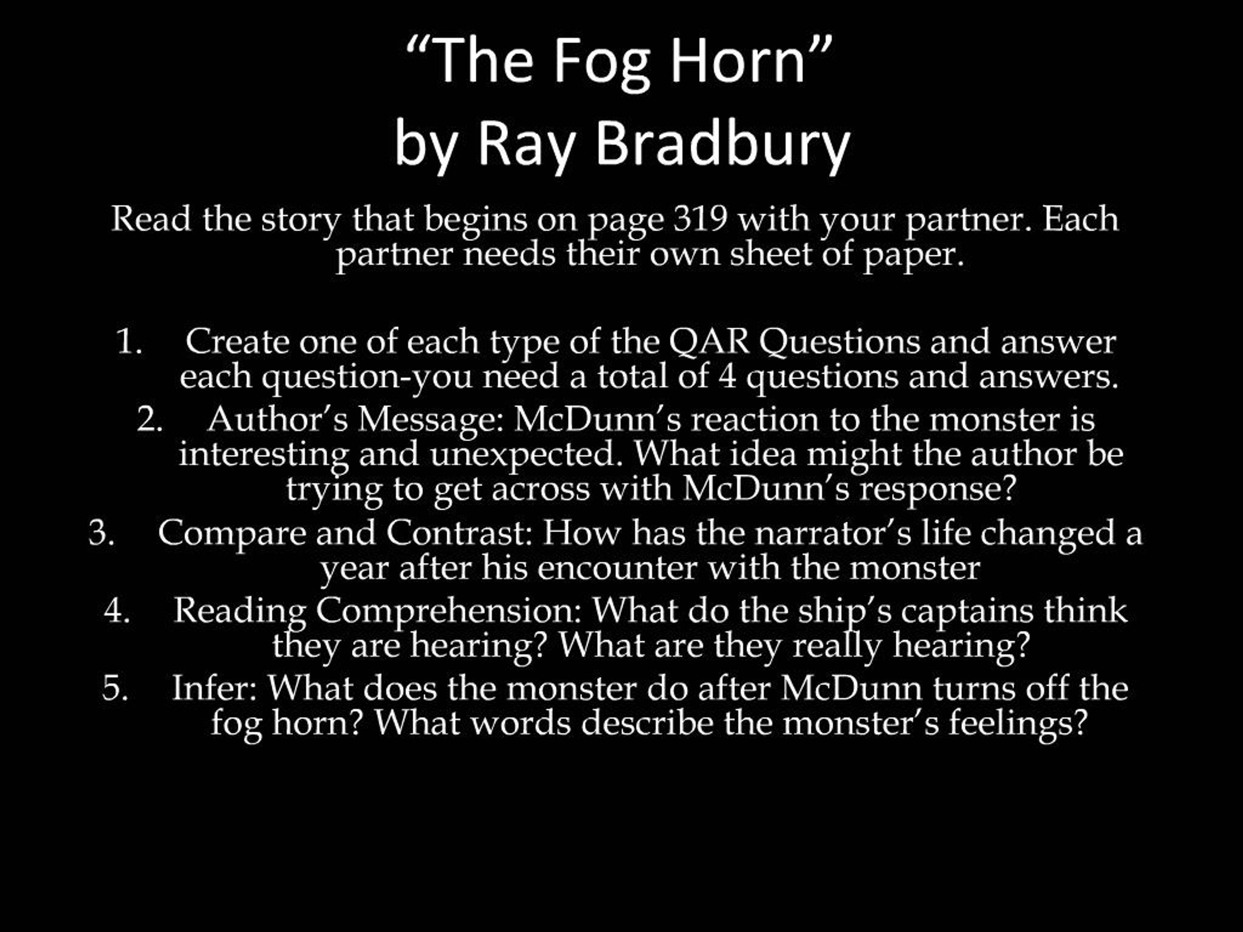 PPT - The Fog Horn by Ray Bradbury PowerPoint Presentation, free ...