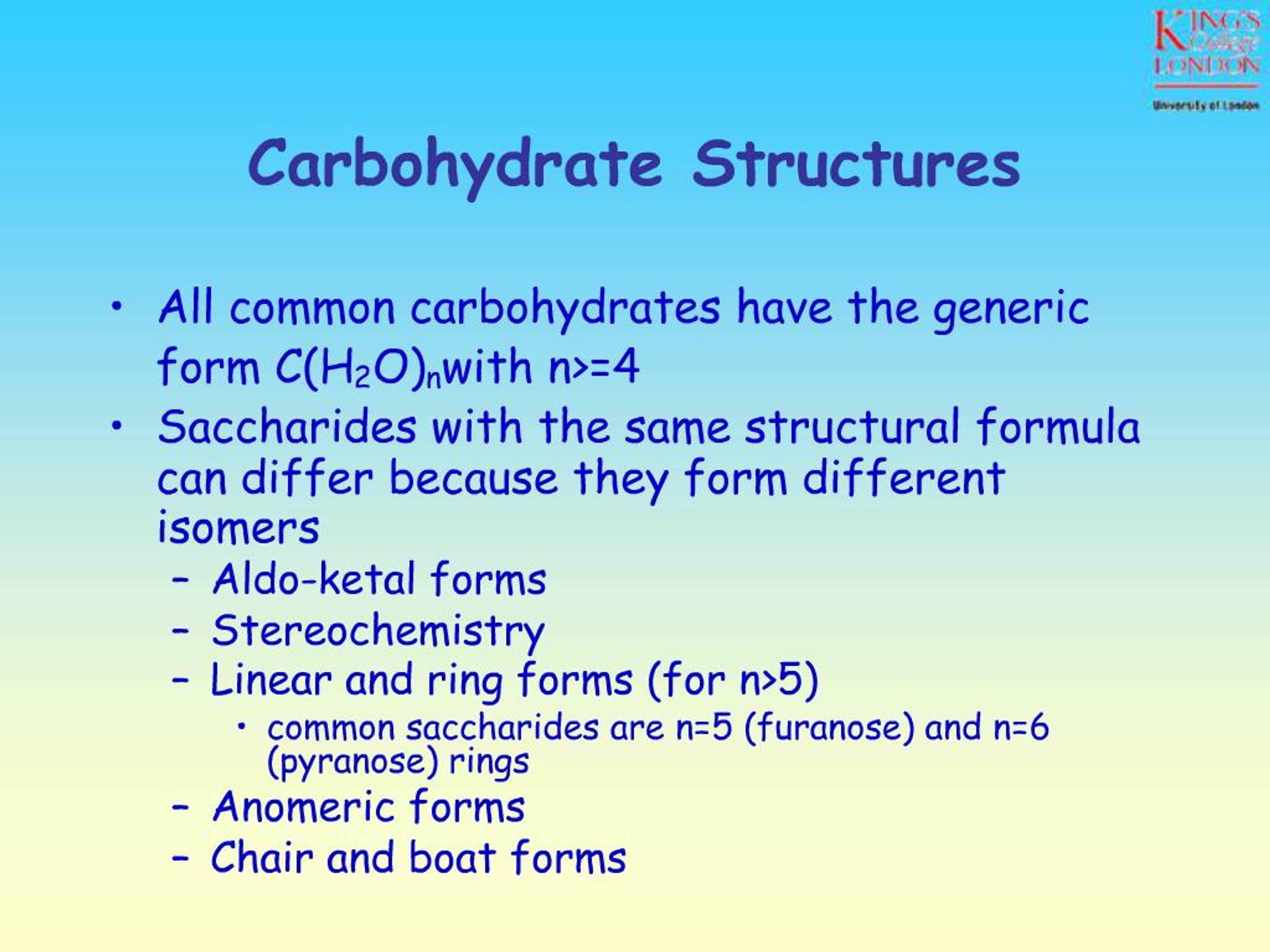 PPT - Understanding Carbohydrate Structures: Isomers, Stereochemistry ...