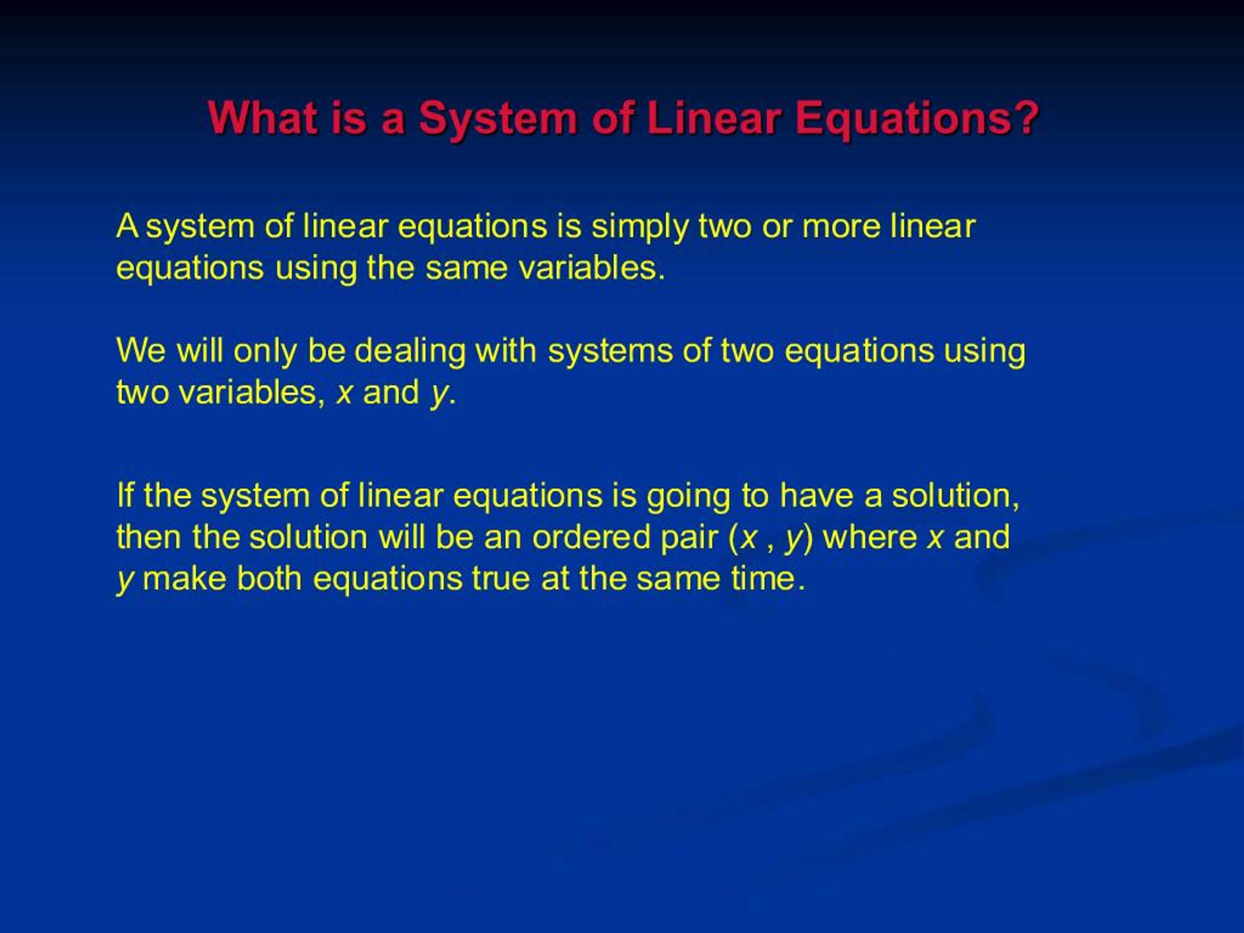 PPT - Understanding Systems of Linear Equations: Types, Solutions, and ...