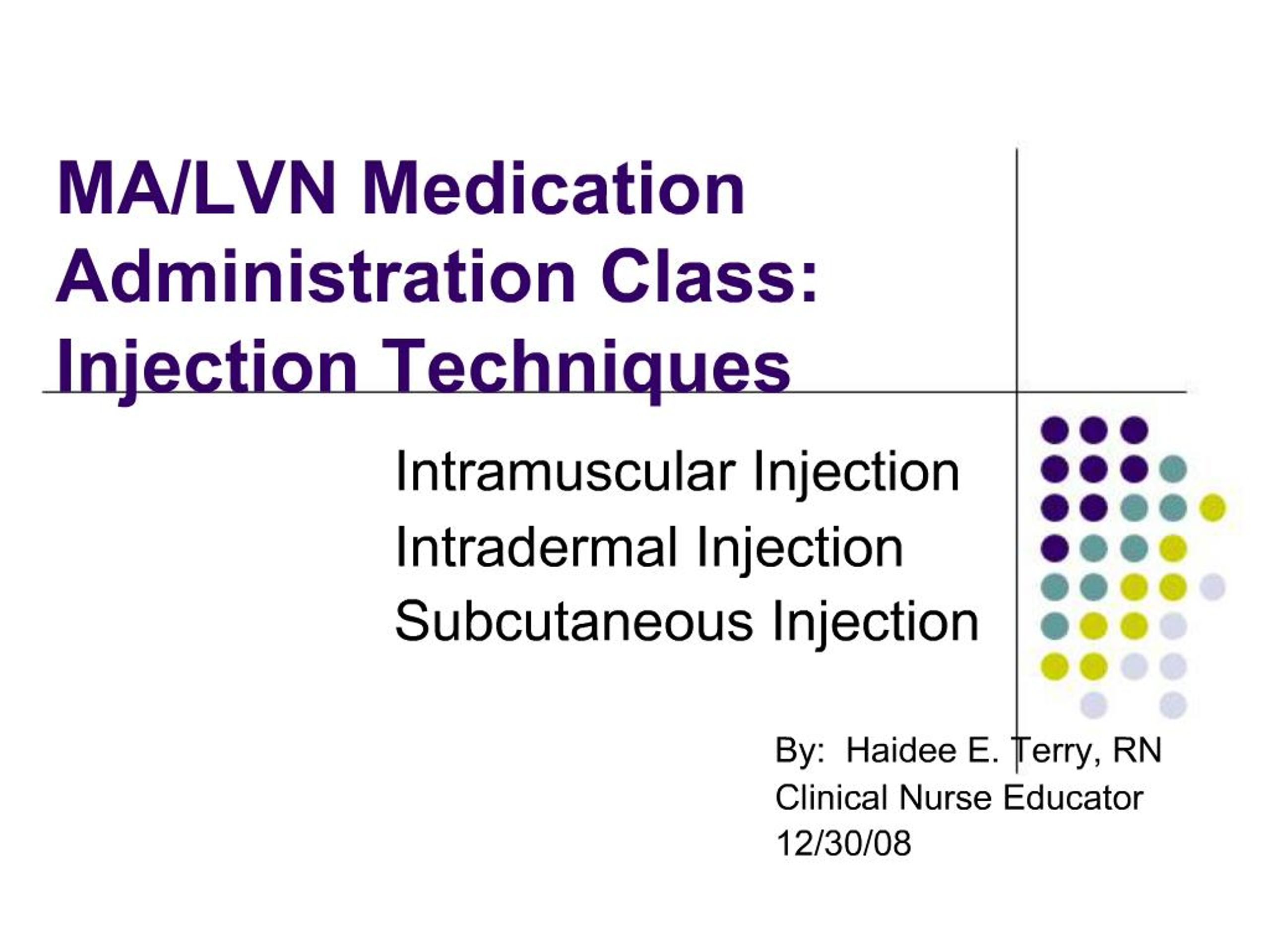 PPT - Intramuscular Injection Intradermal Injection Subcutaneous ...
