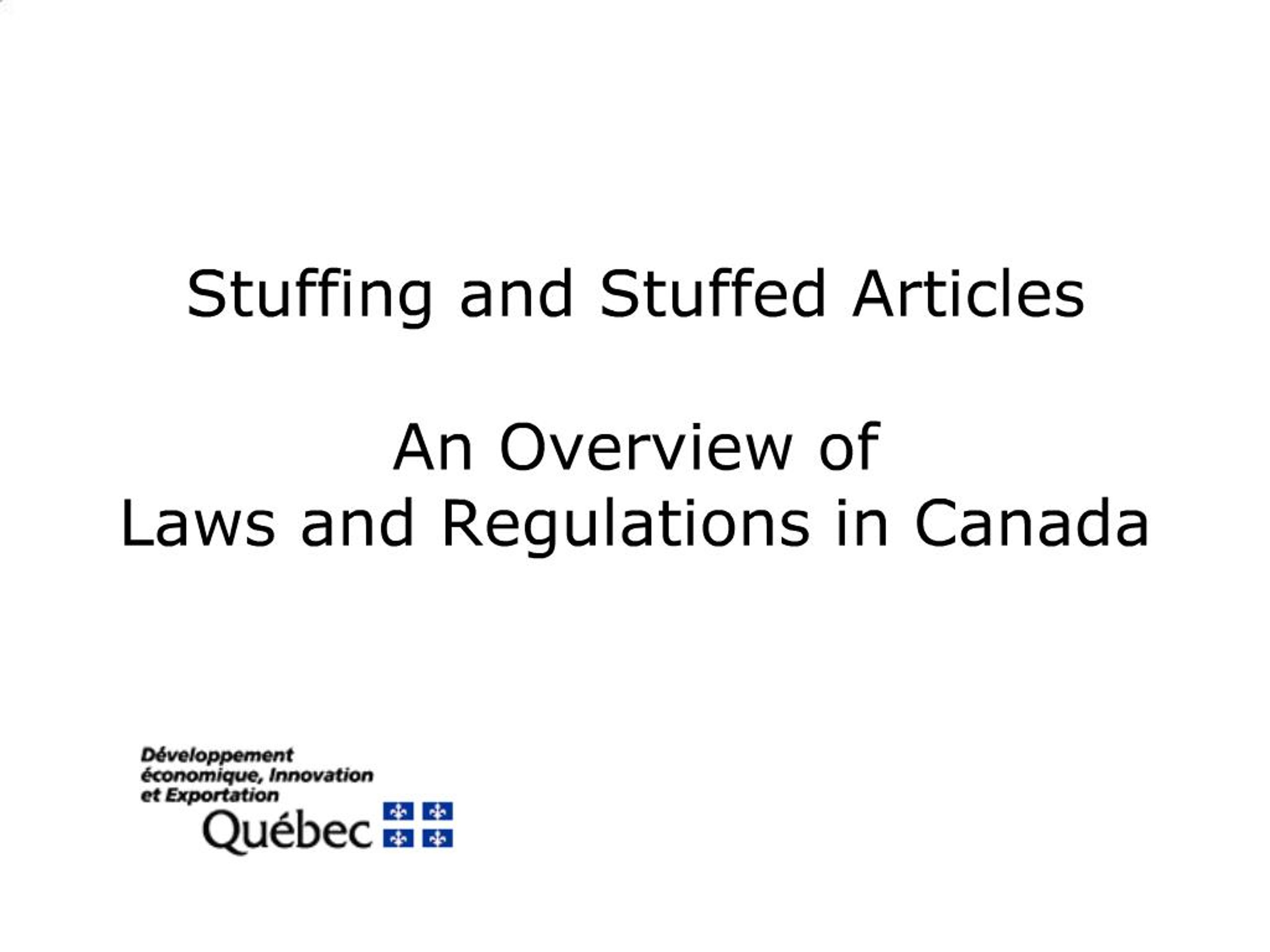 PPT - Stuffing and Stuffed Articles An Overview of Laws and Regulations ...