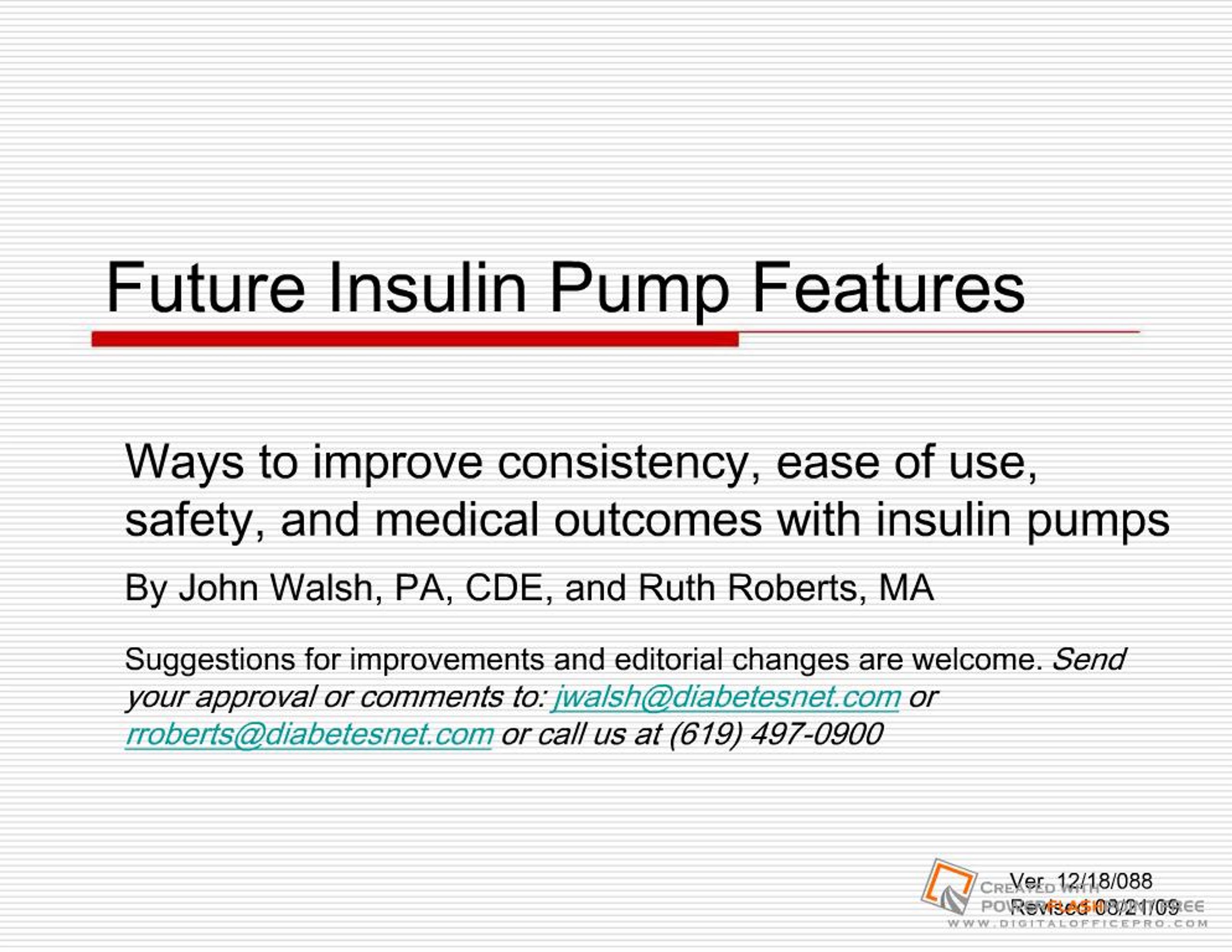 PPT - Future Insulin Pump Features PowerPoint Presentation, free ...