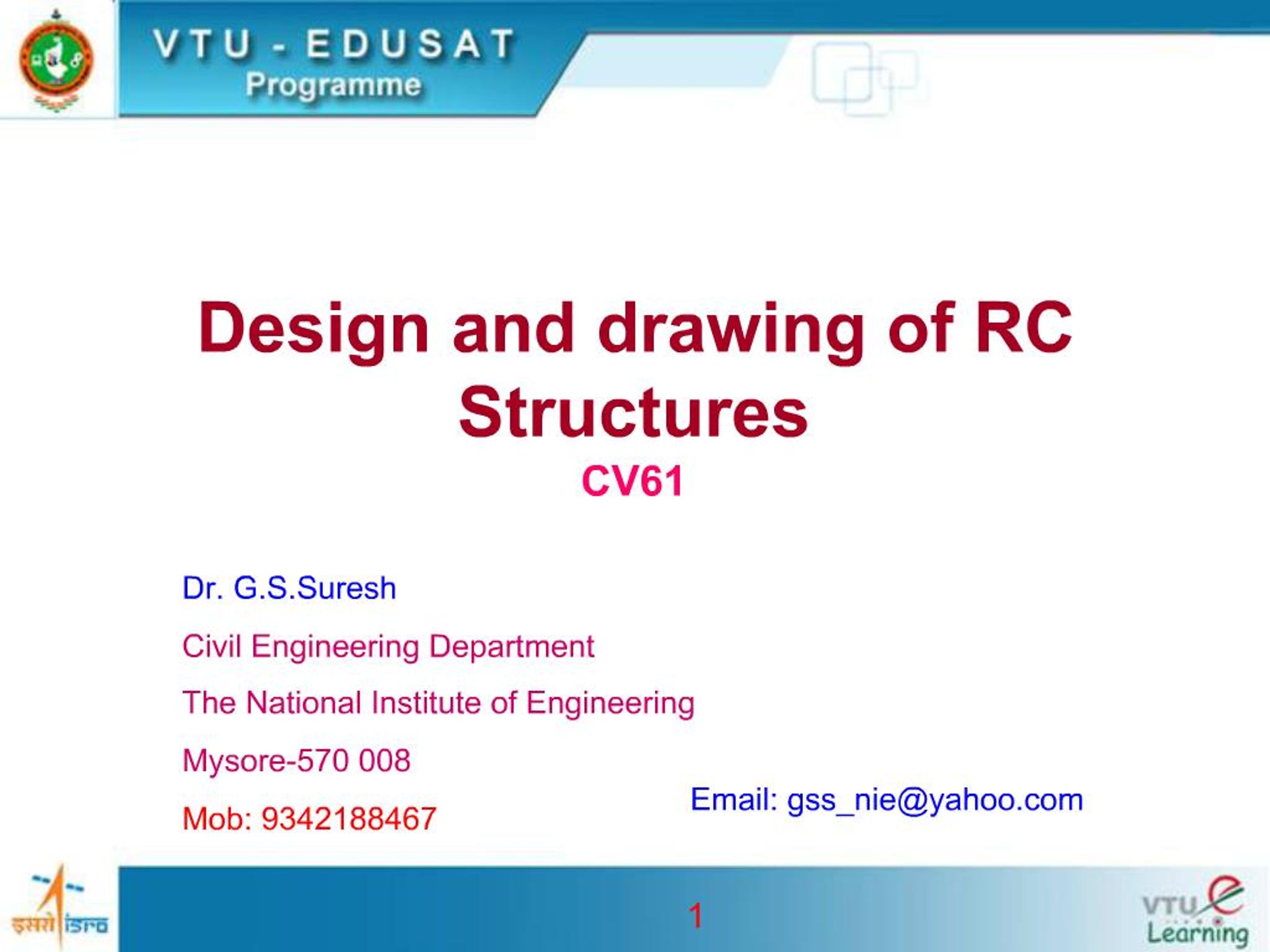 PPT - Design and drawing of RC Structures CV61 PowerPoint Presentation ...
