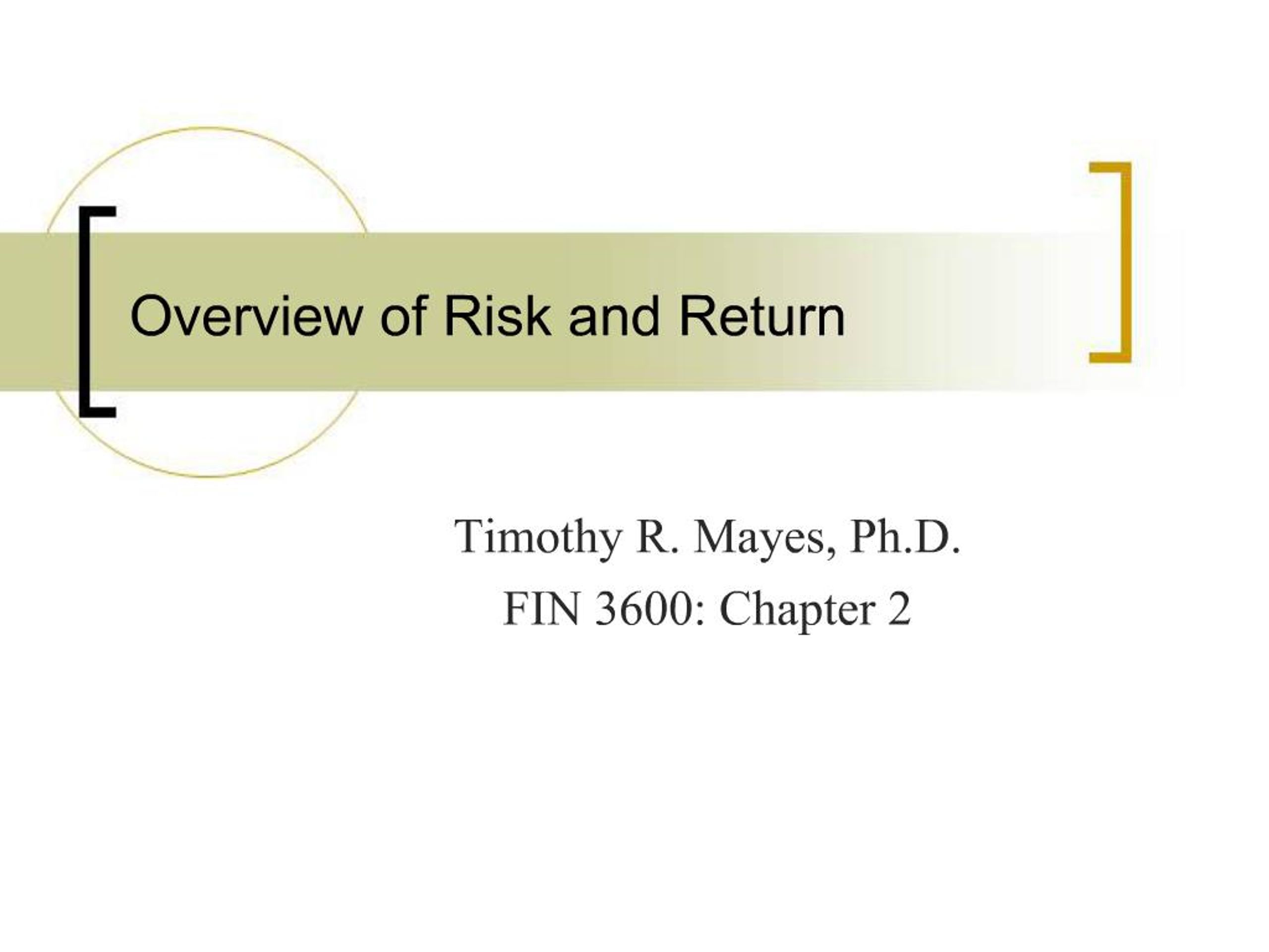 PPT - Overview of Risk and Return PowerPoint Presentation, free ...