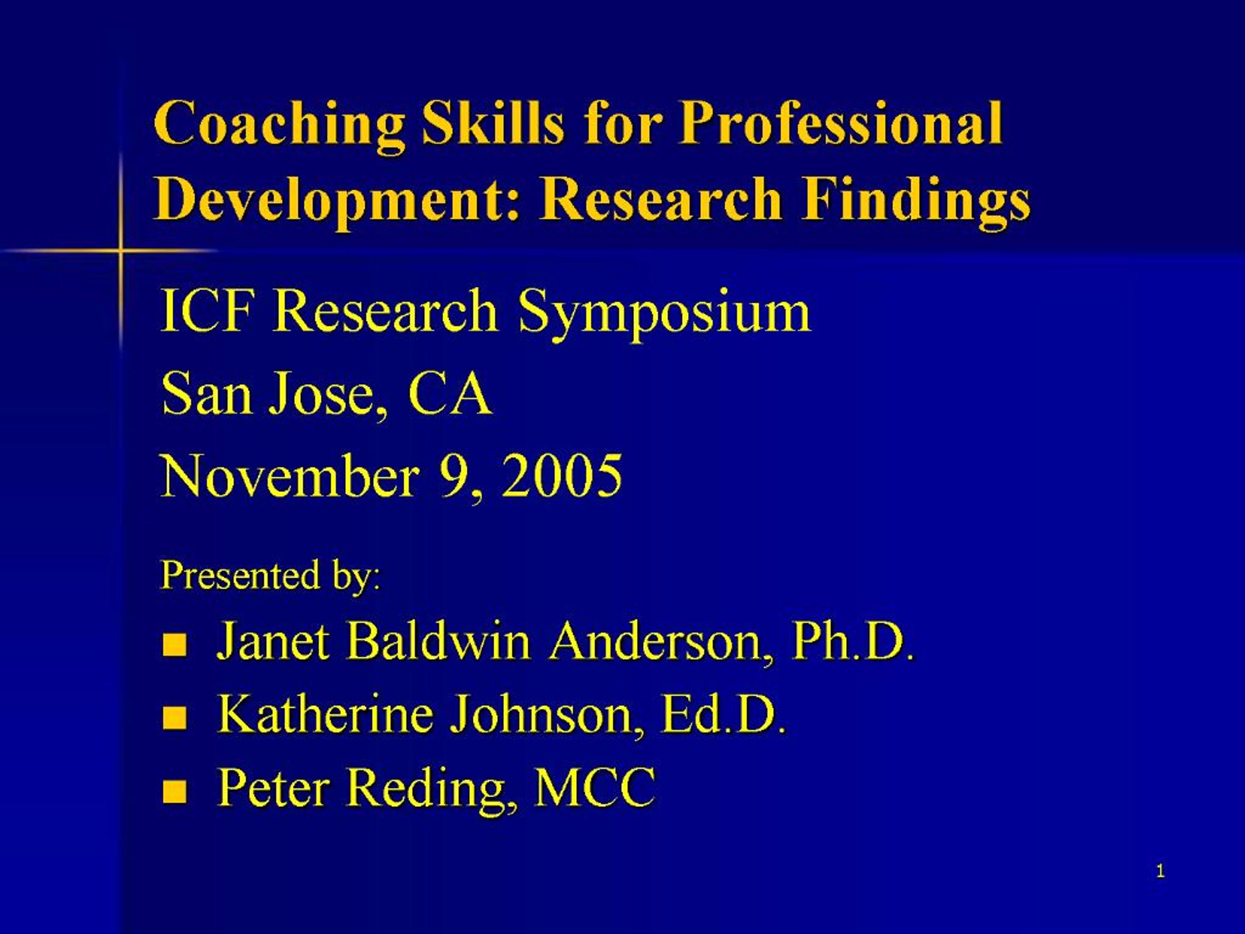 PPT - Coaching Skills for Professional Development: Research Findings ...