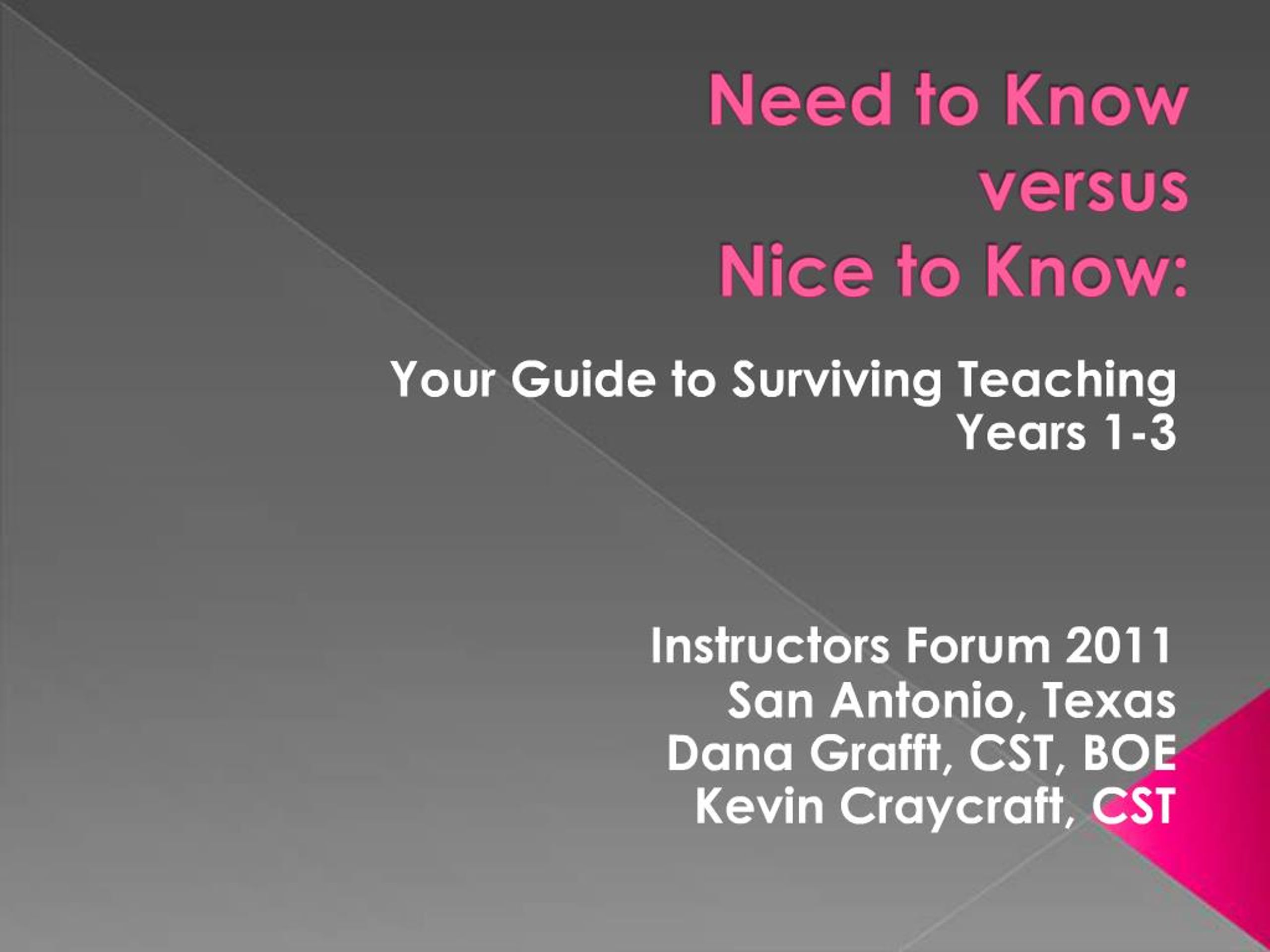 PPT - Need to Know versus Nice to Know: PowerPoint Presentation, free ...